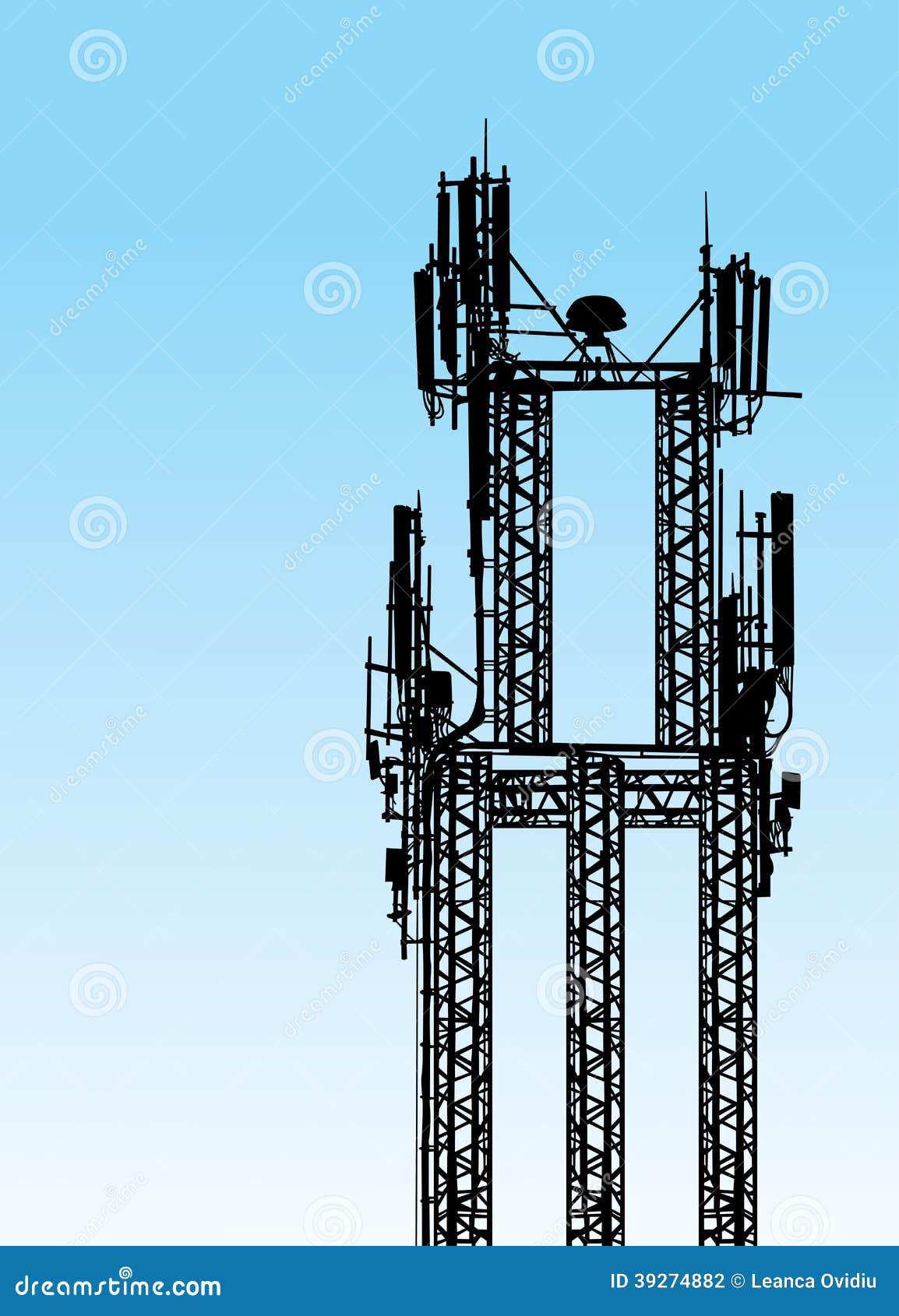 Telecommunications tower stock vector. Illustration of broadcast - 39274882