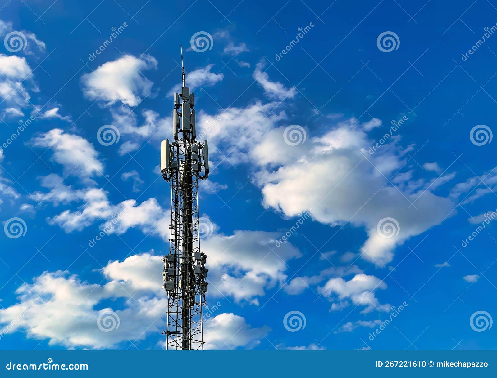 Telecommunications Tower in Sky Stock Photo - Image of signal, tower ...