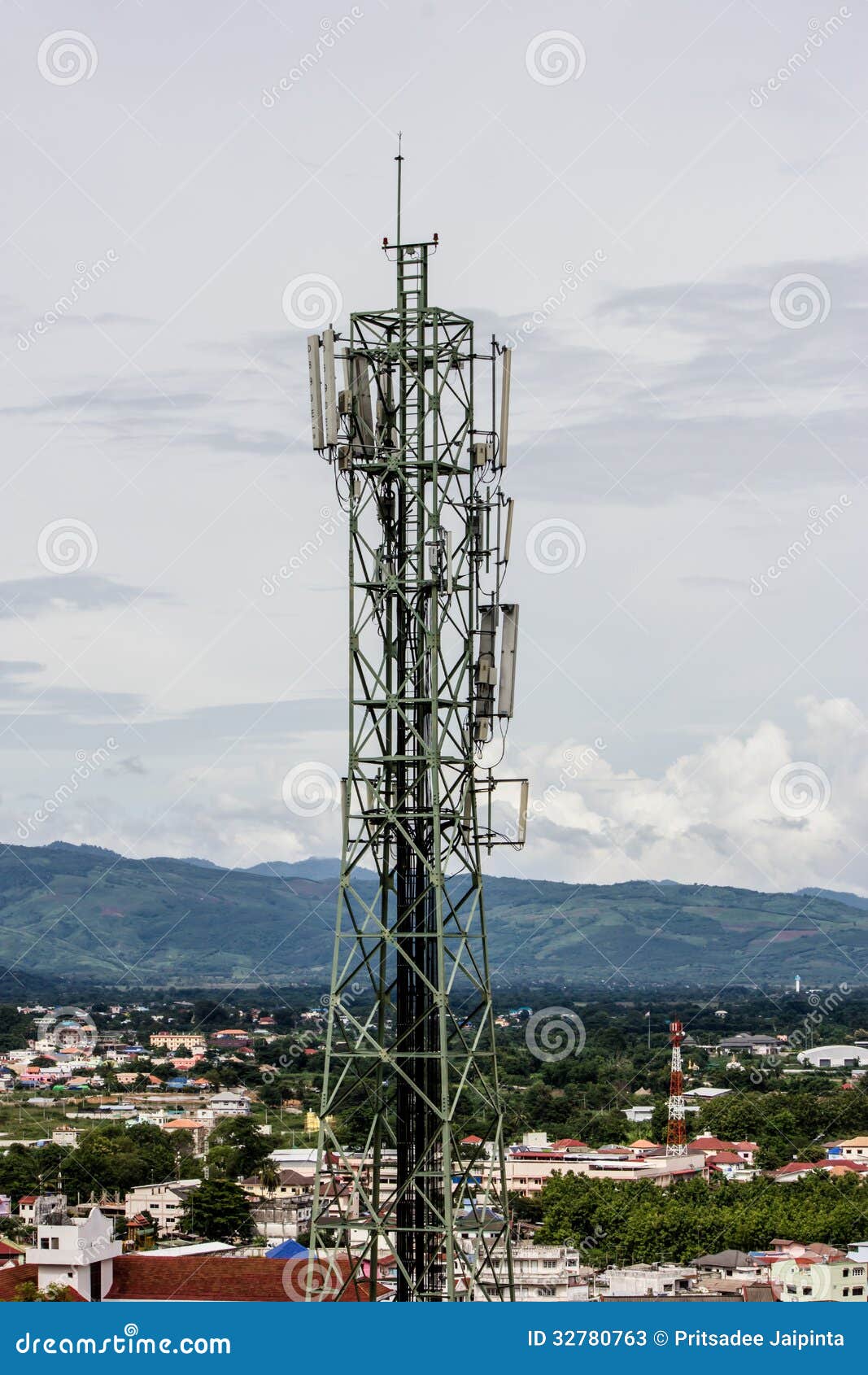 Telecommunications tower stock image. Image of engineering - 32780763
