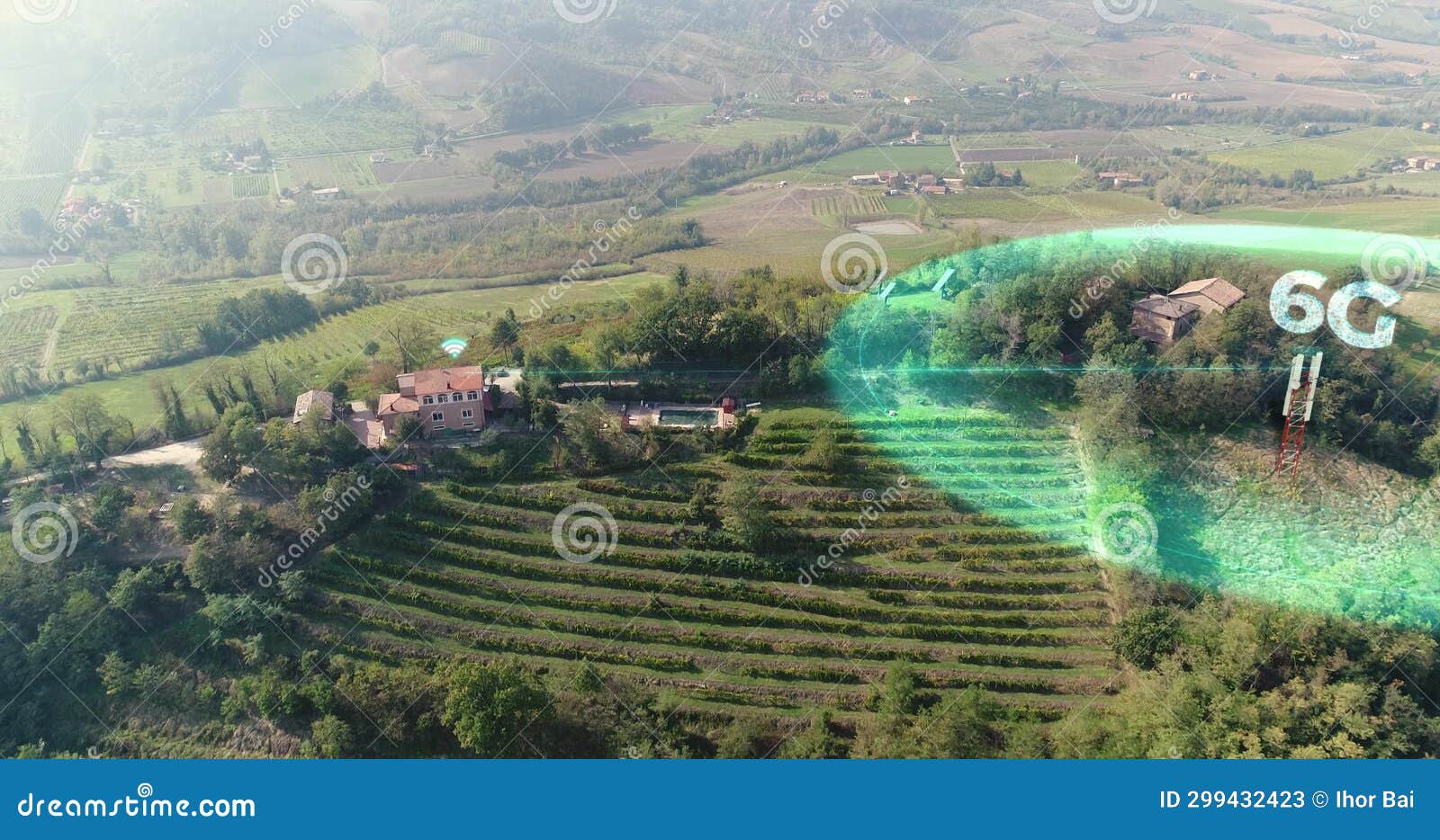 Telecommunications Tower on Top of a Mountain. Visualization of Mobile ...