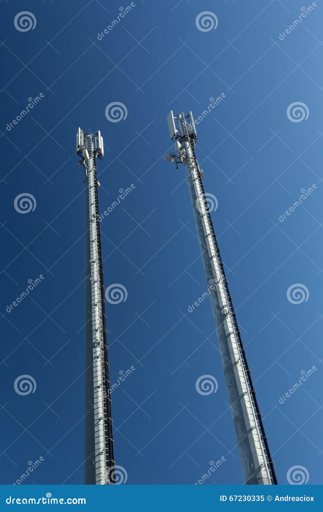 Telecommunications Towers with Blue Sky Stock Image - Image of white ...
