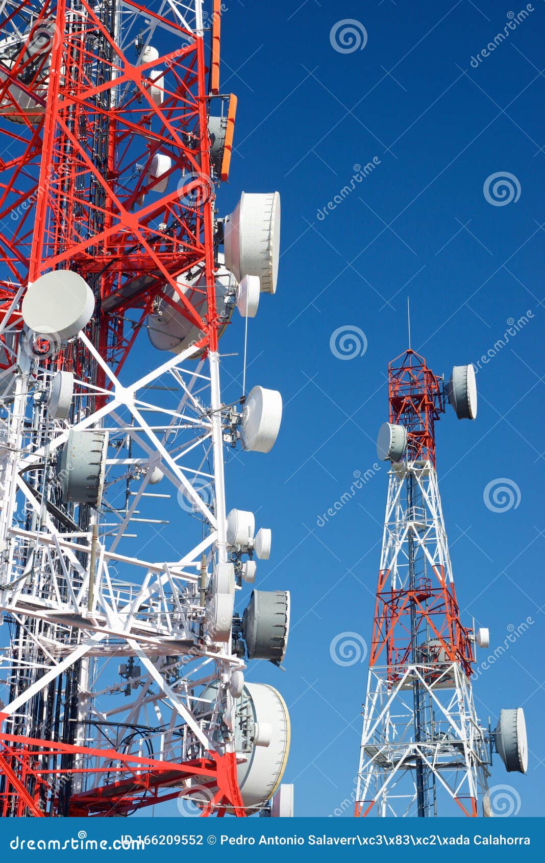 Telecommunications Towers View Stock Photo - Image of connection ...