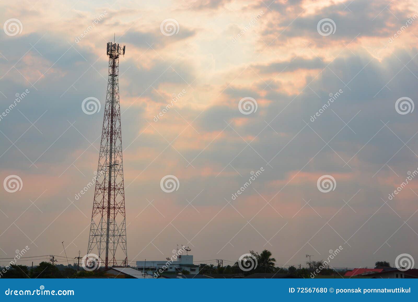 Telecommunications towers stock photo. Image of connect - 72567680