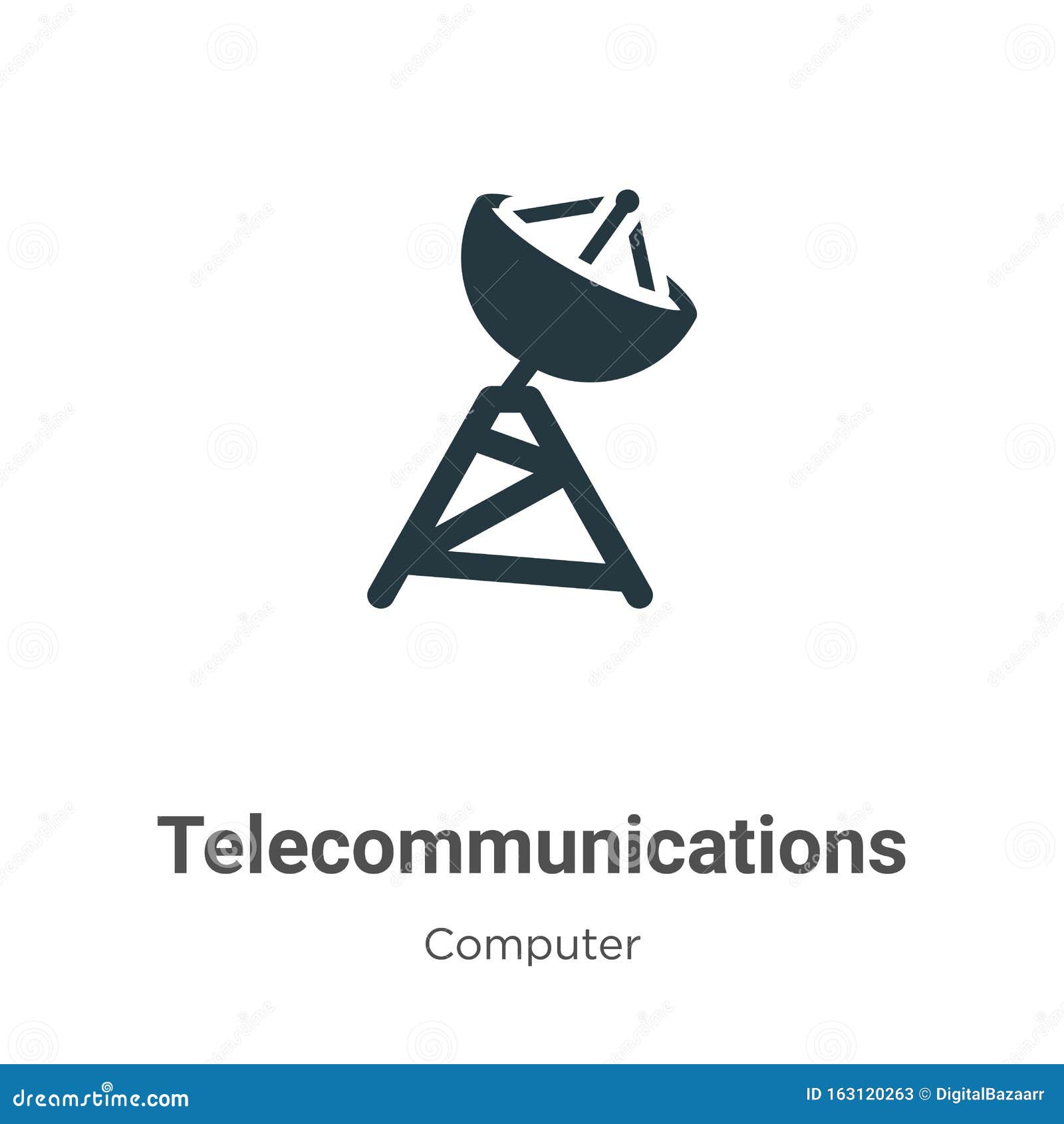 Telecommunications Vector Icon on White Background. Flat Vector ...