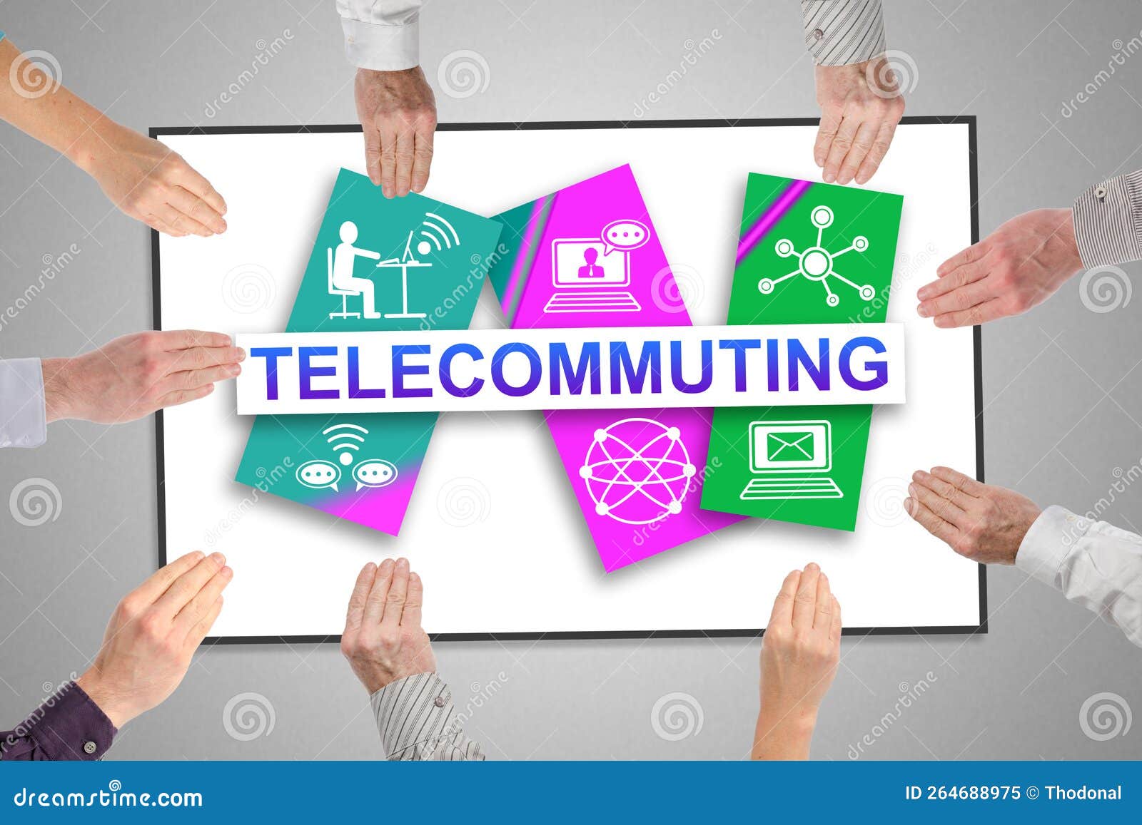 Telecommuting Concept on a Whiteboard Stock Image - Image of social ...
