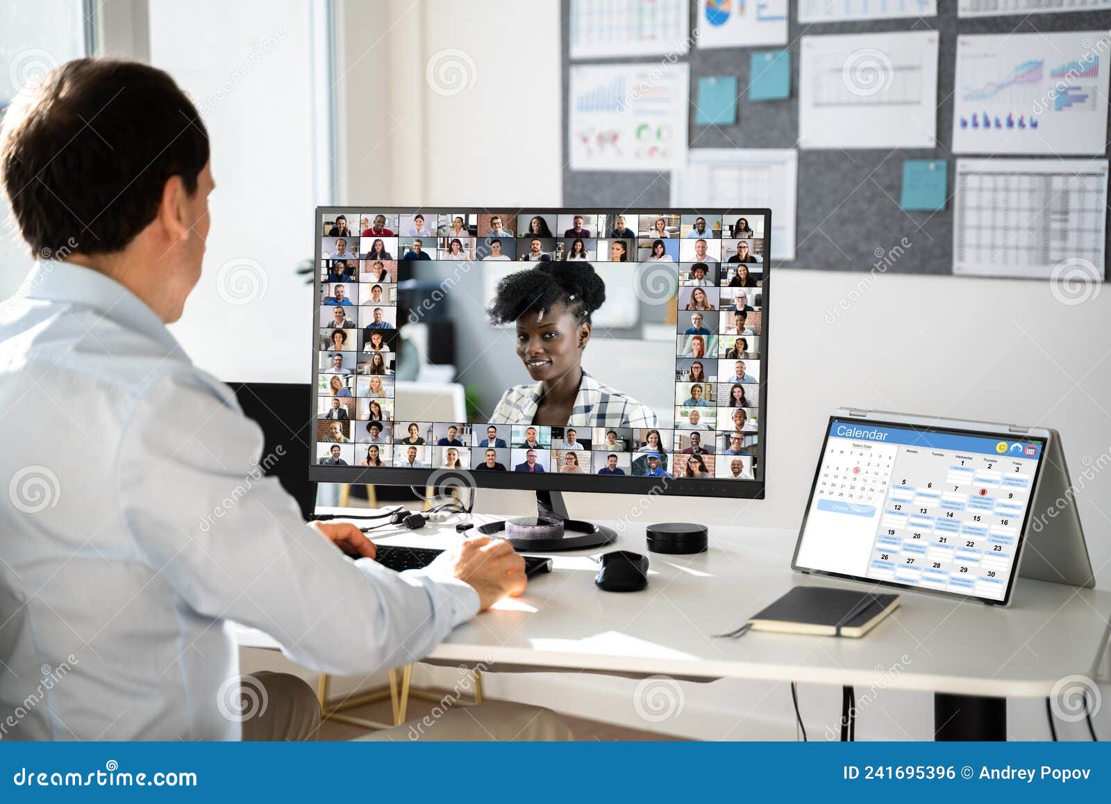Telecommuting on Desktop Office Computer Stock Photo - Image of ...