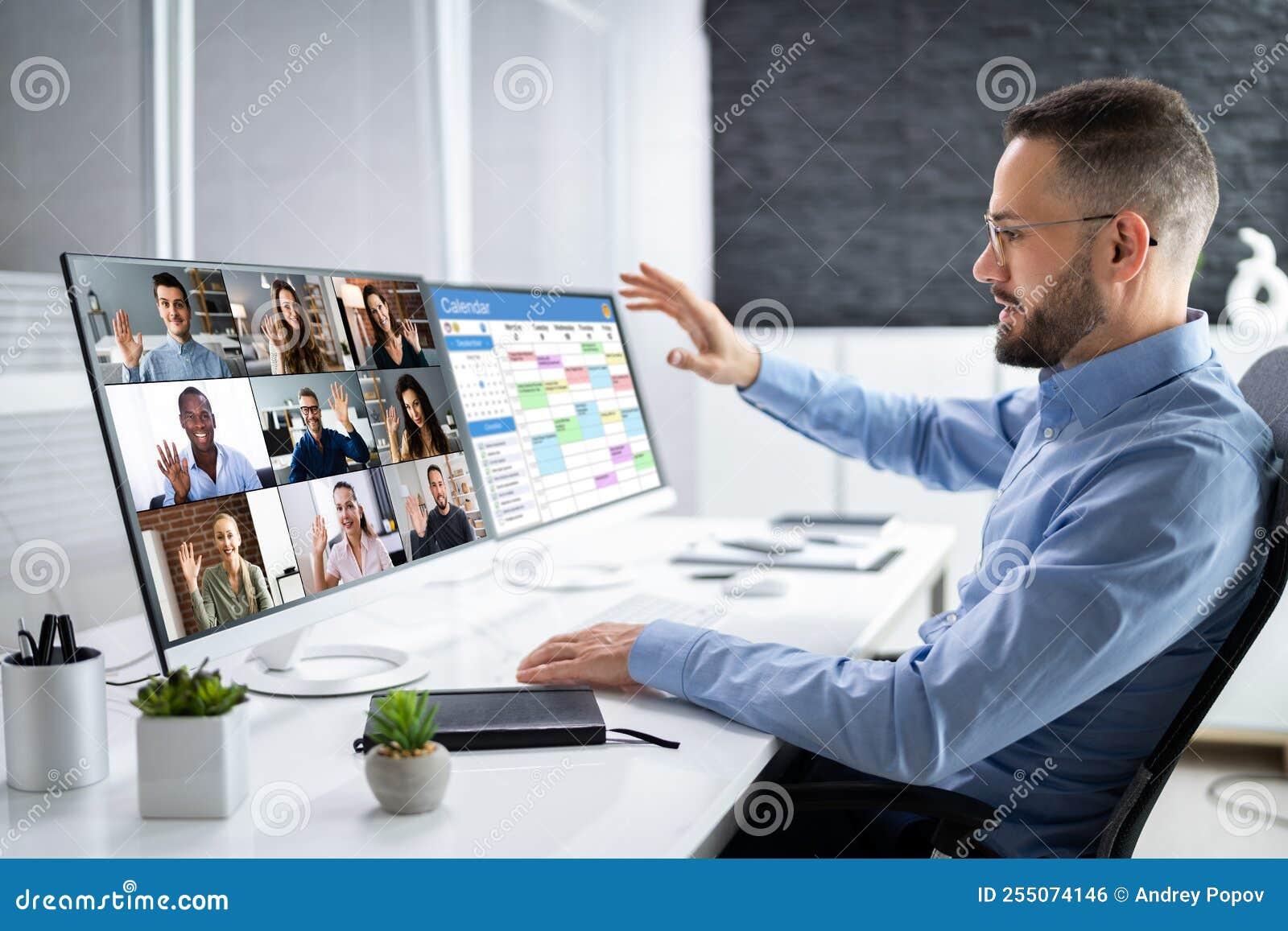Telecommuting on Desktop Office Computer Stock Photo - Image of diary ...