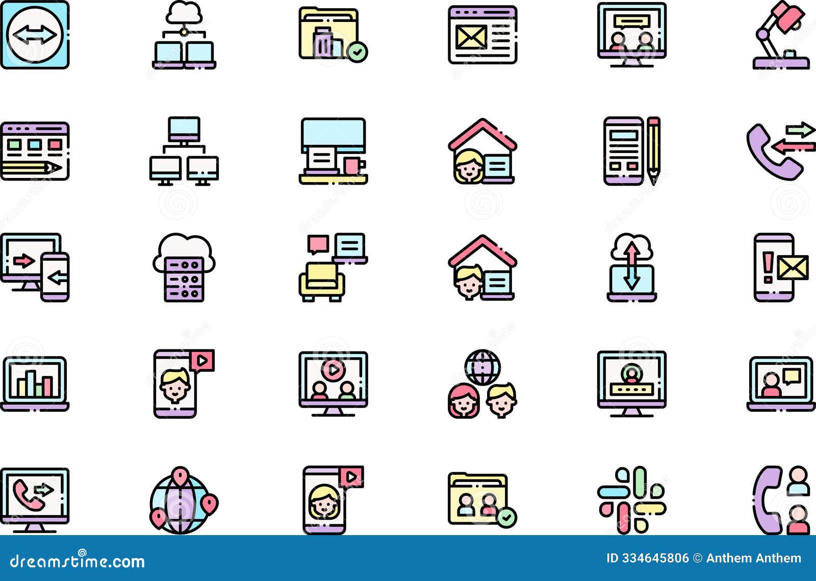 Telecommuting Icons Collection is a Vector Illustration with Editable ...