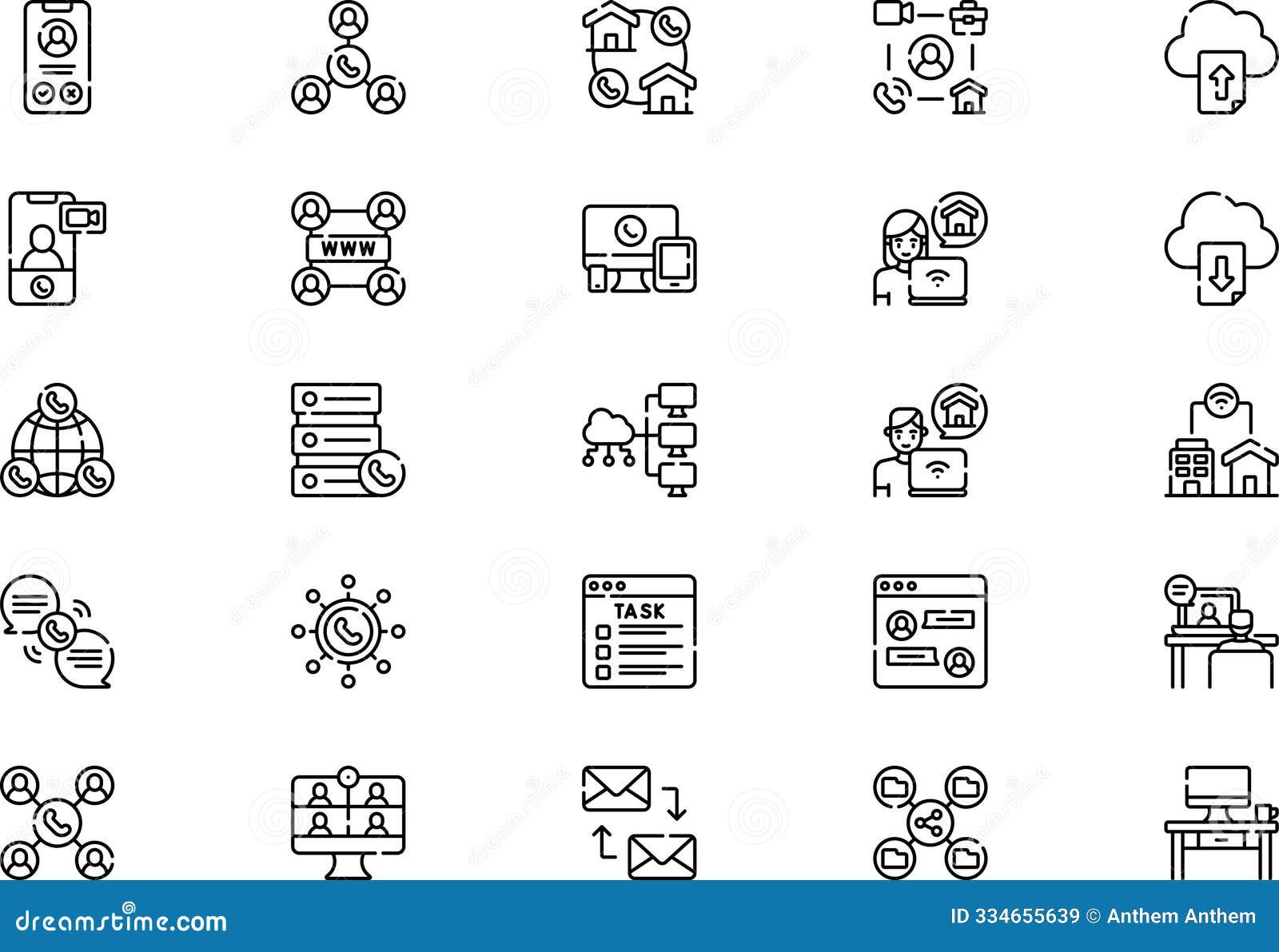 Telecommuting Icons Collection is a Vector Illustration with Editable ...