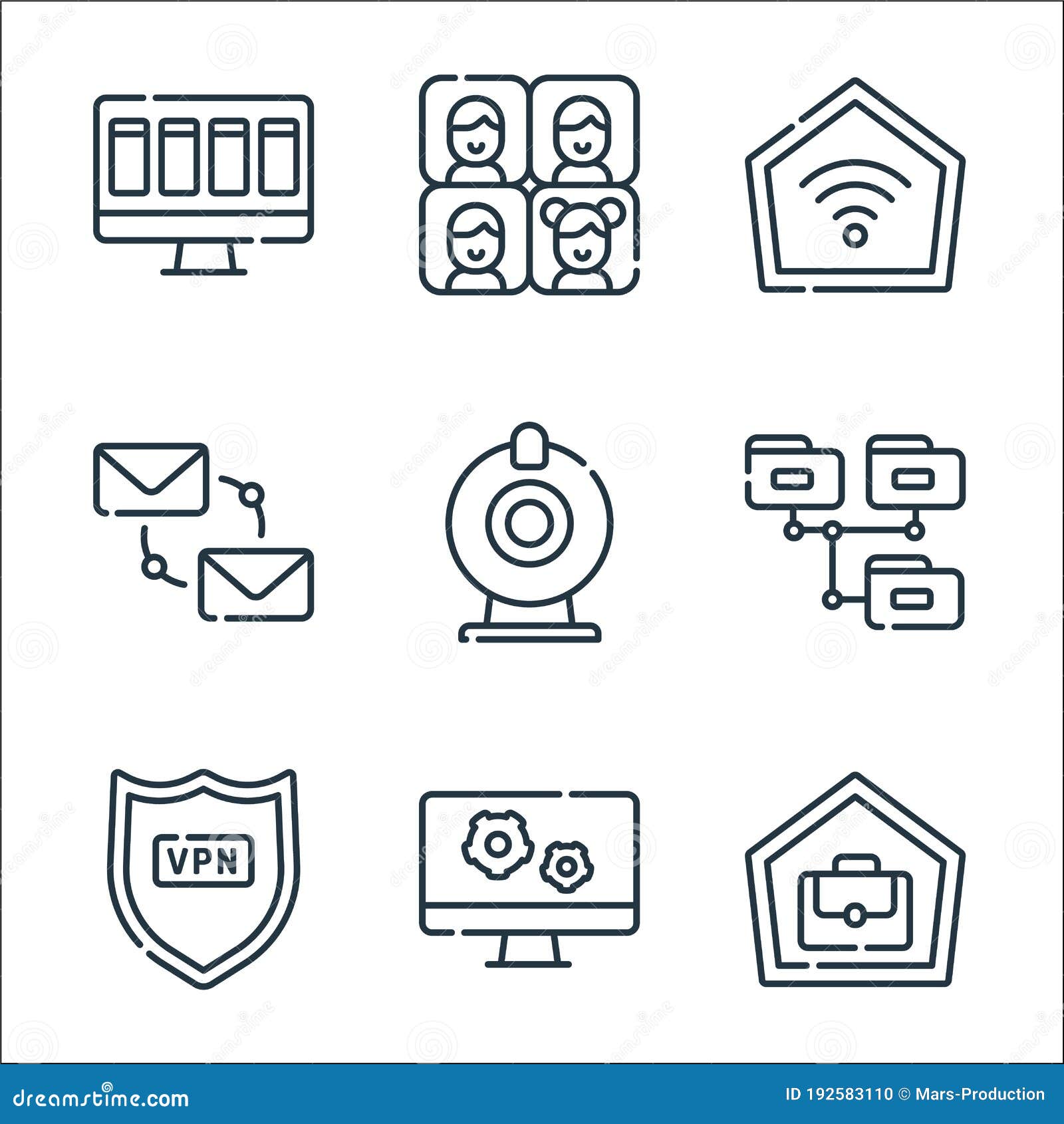 Telecommuting Line Icons. Linear Set Stock Vector - Illustration of ...
