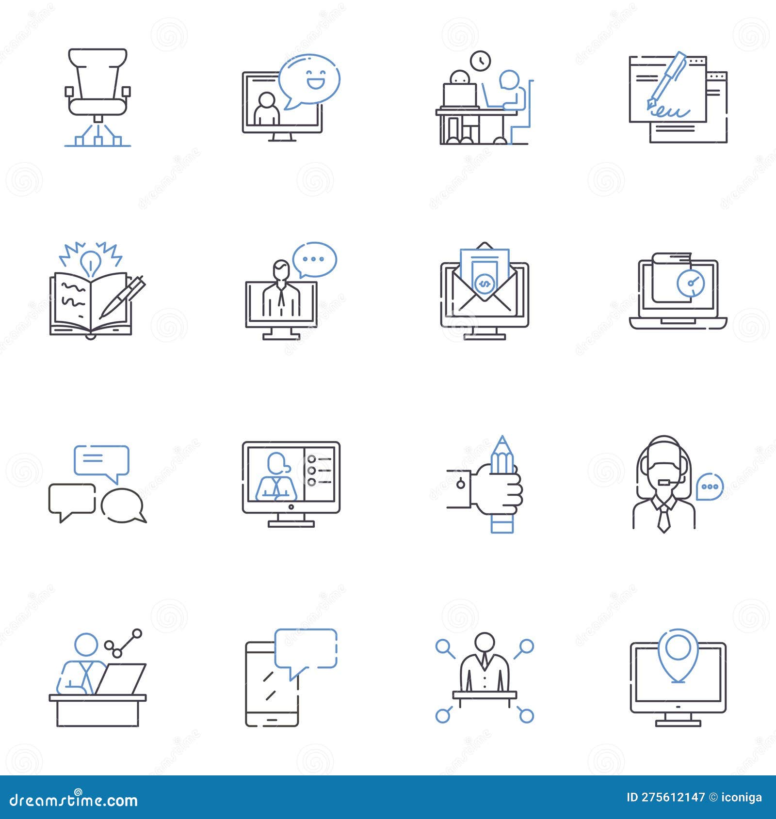 Telecommuting Position Line Icons Collection. Flexible, Remote, Virtual ... Telecommuting Position Line Icons Collection. Flexible, Remote, Virtual ...