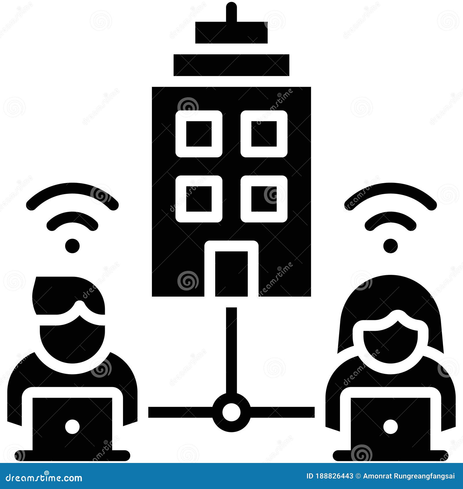 Telecommuting or Remote Work Icon, Vector Illustration Stock Vector ...
