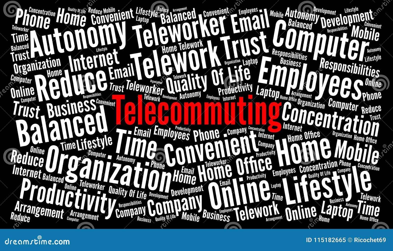 Telecommuting Word Cloud Concept Stock Illustration - Illustration of ...