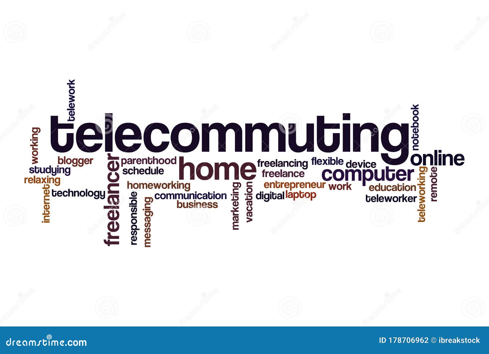 Telecommuting Word Cloud Concept Stock Illustration - Illustration of ...