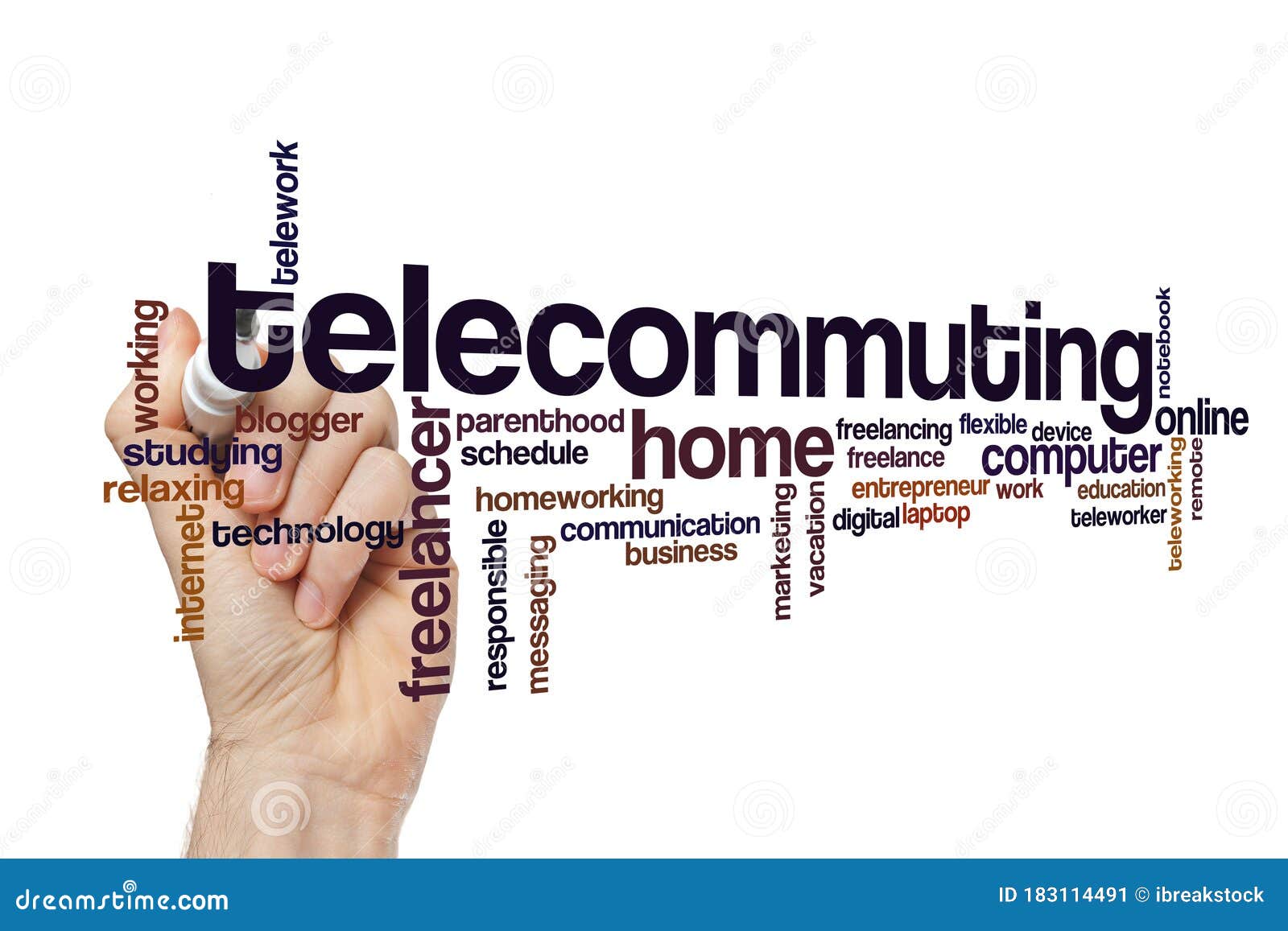 Telecommuting Word Cloud Concept Stock Illustration - Illustration of ...