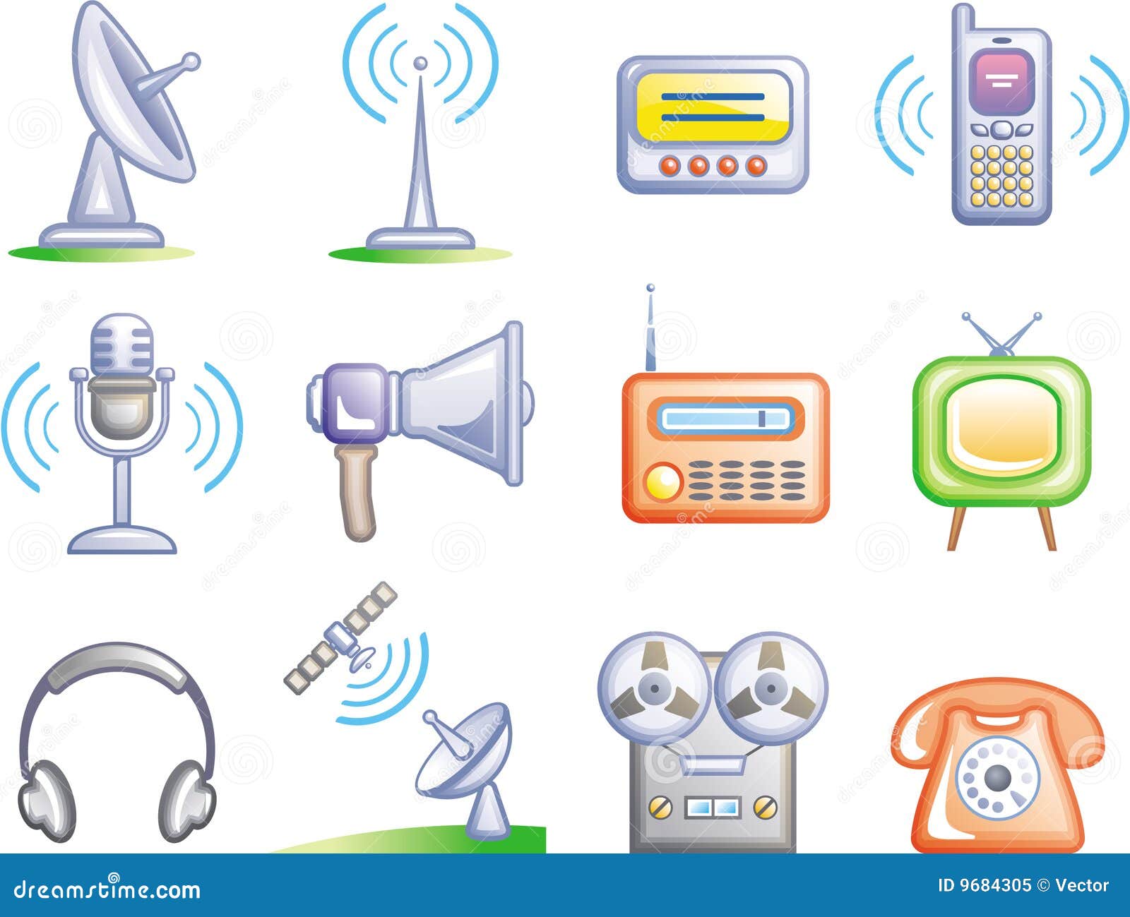 Telecomunicaciones - Iconos Del Vector Fijados Ilustración del Vector ...