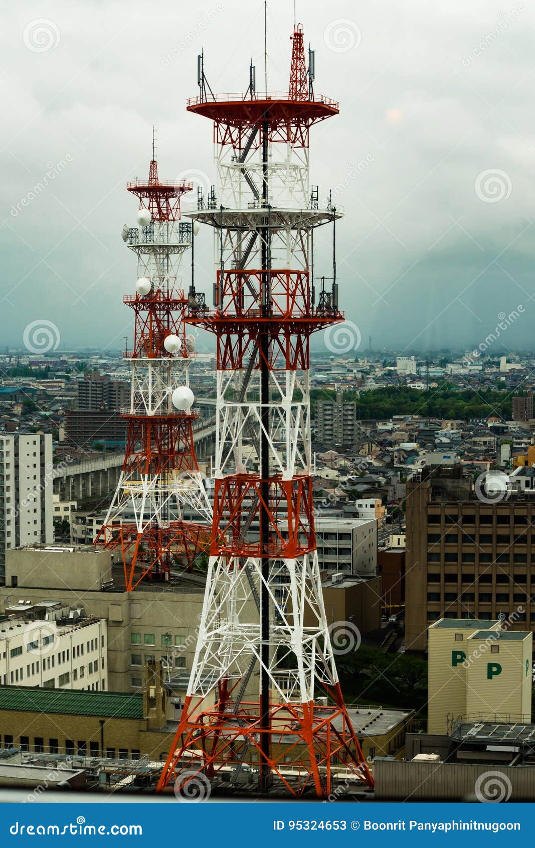 Telecomunication Tower on Building Rooftop Editorial Stock Photo ...
