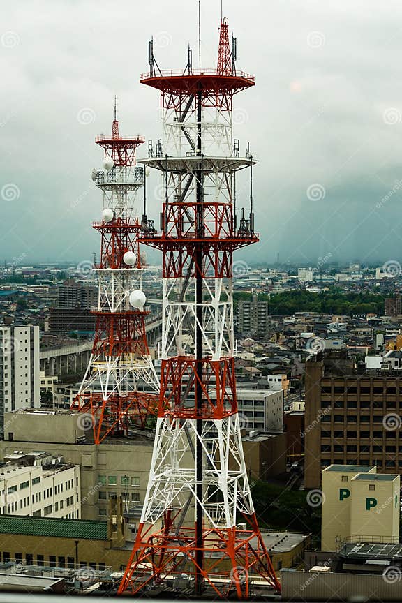 Telecomunication Tower on Building Rooftop Editorial Stock Photo ...