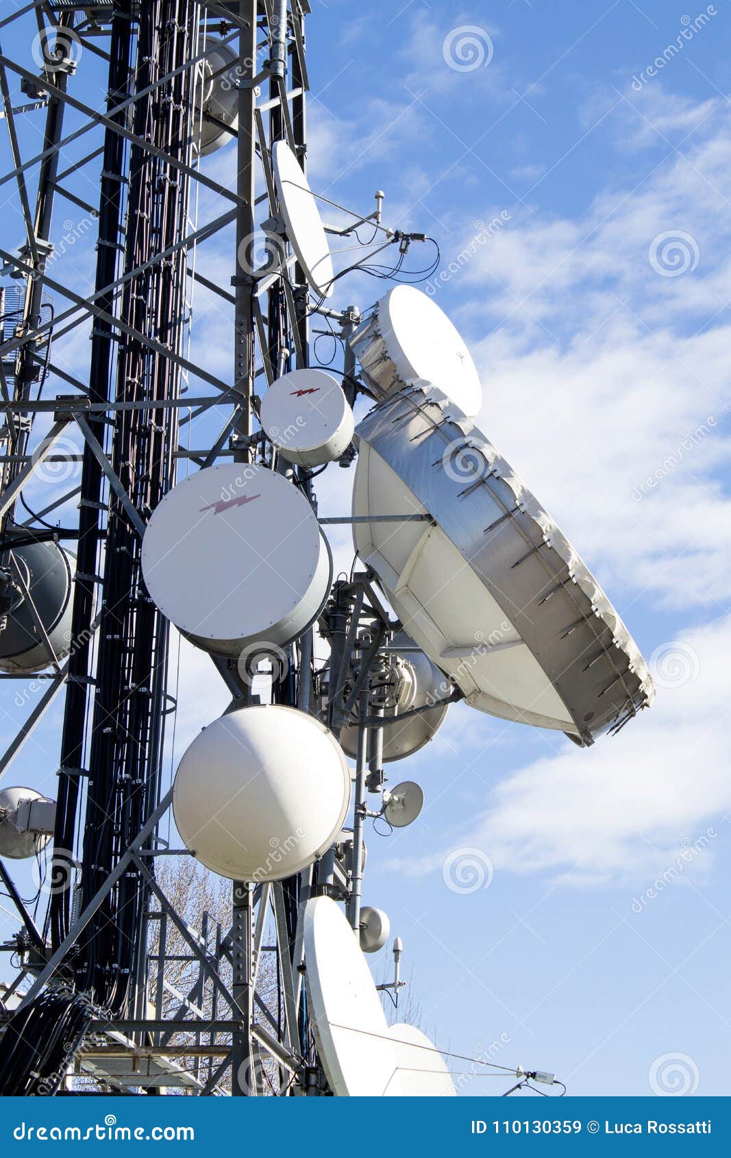 Telecomunication Tower Parabola in a Blue Sky and Clouds Editorial ...