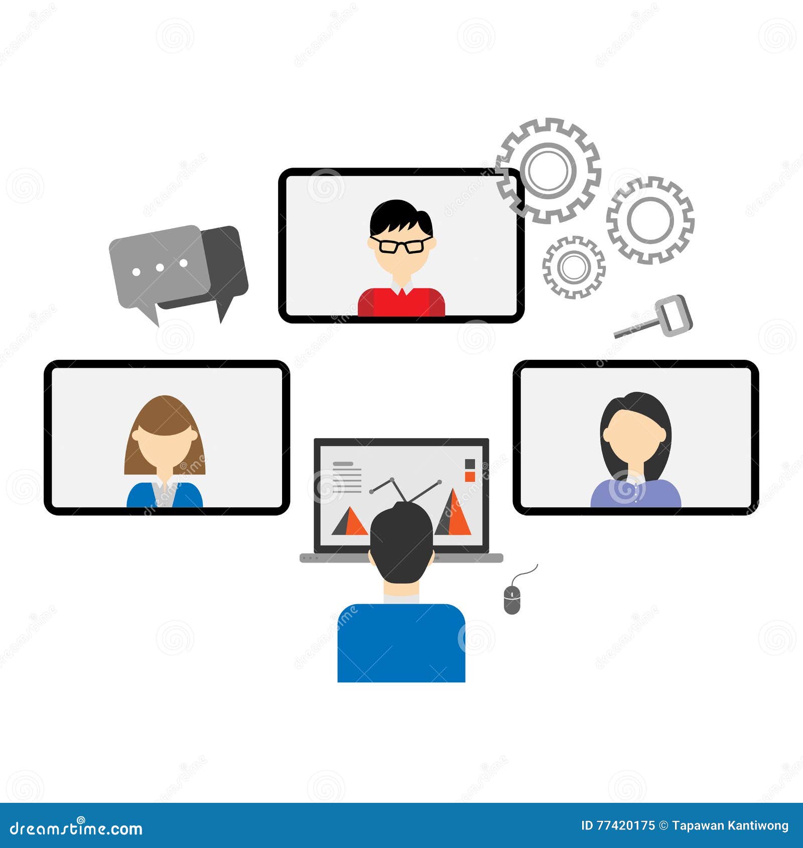 Teleconference stock vector. Illustration of businessman - 77420175