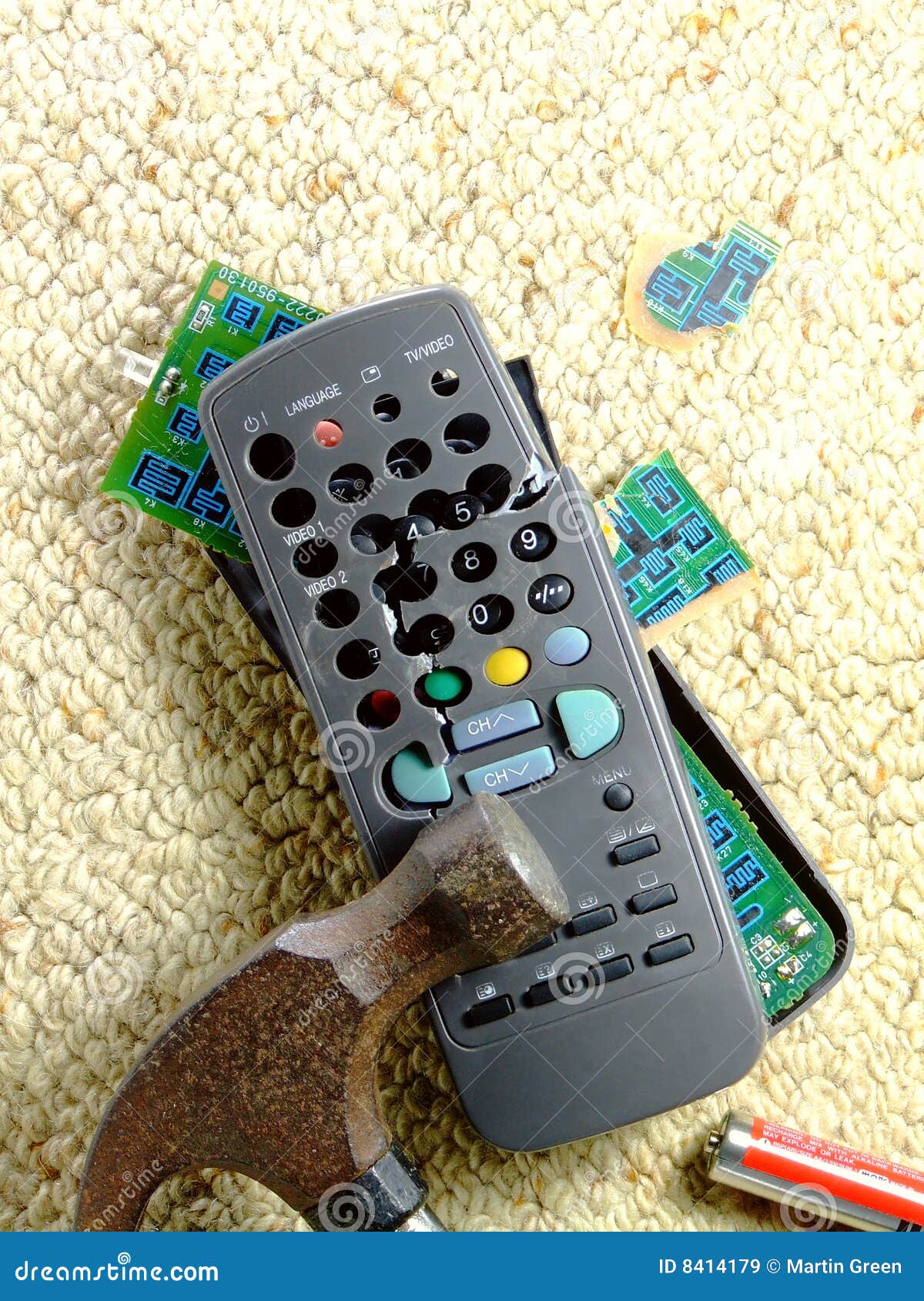 Telecontrol roto de la TV imagen de archivo. Imagen de canal - 8414179