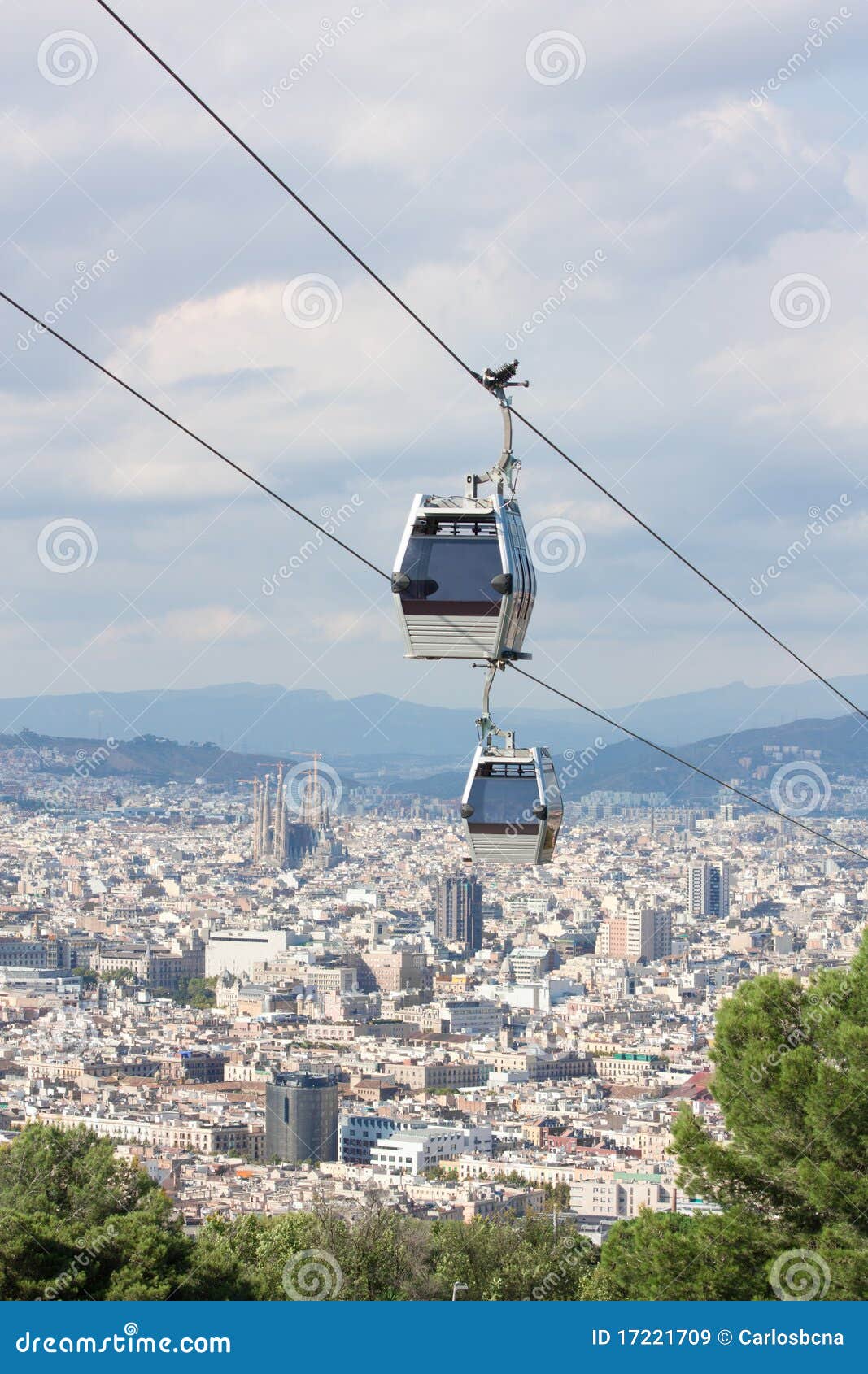Teleferic Cable Cars Over Barcelona Stock Image - Image of sagrada ...