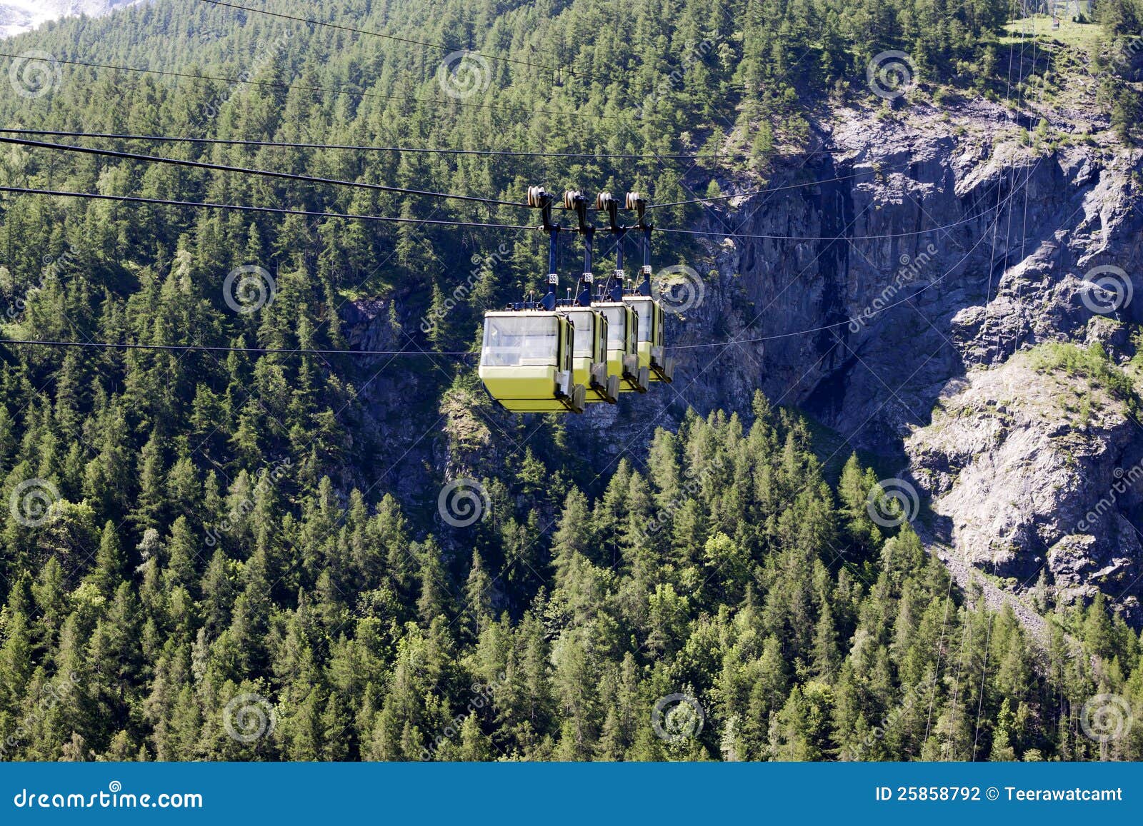 Teleferic with green trees stock photo. Image of railway - 25858792