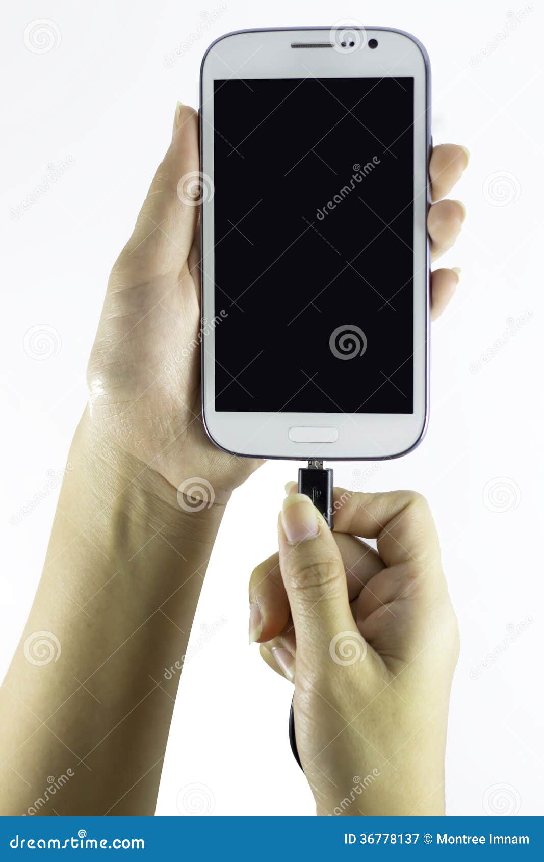 Telefon an Hand stockbild. Bild von schwarzes, getrennt - 36778137