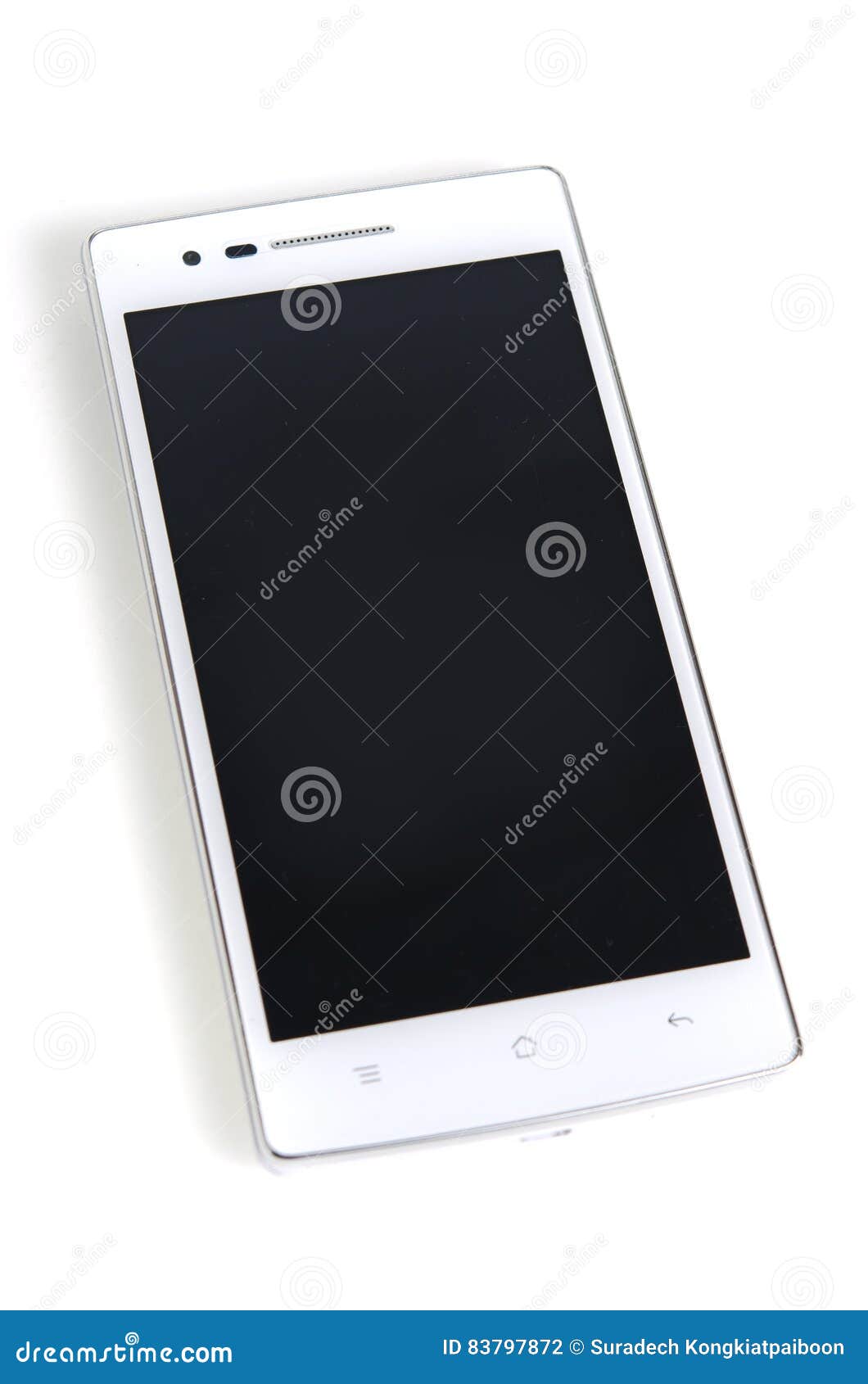 Telefone Celular Moderno Branco Isolado No Fundo Branco Com B Vazio ...