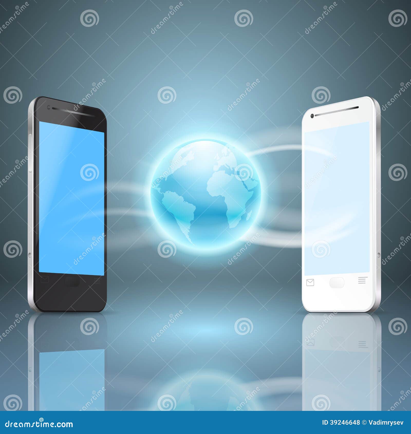 Telefoni Ed Il Globo, Concetto Mobile Di Internet Illustrazione ...