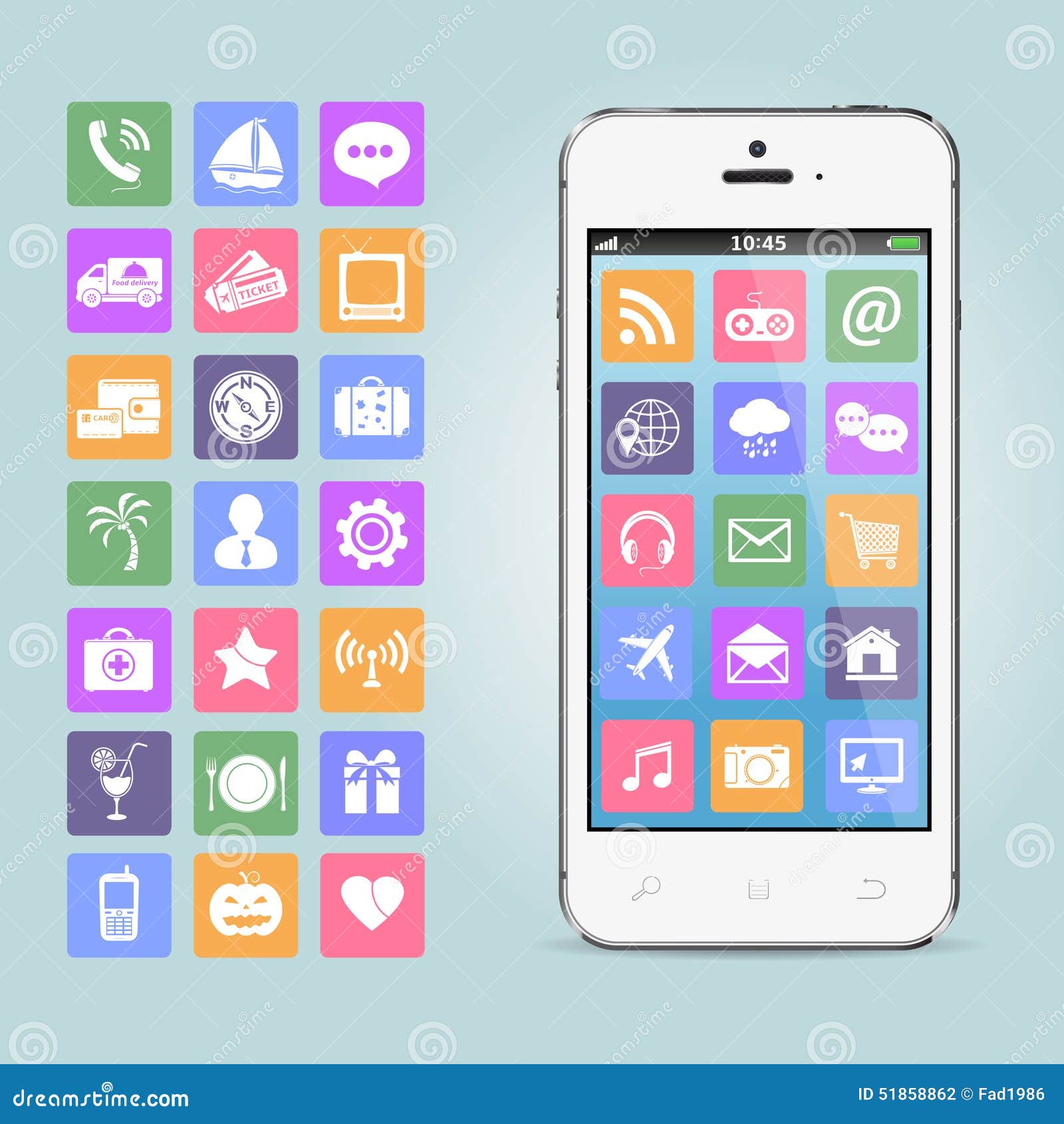Telefono Cellulare Con Le Icone Di App Illustrazione di Stock ...