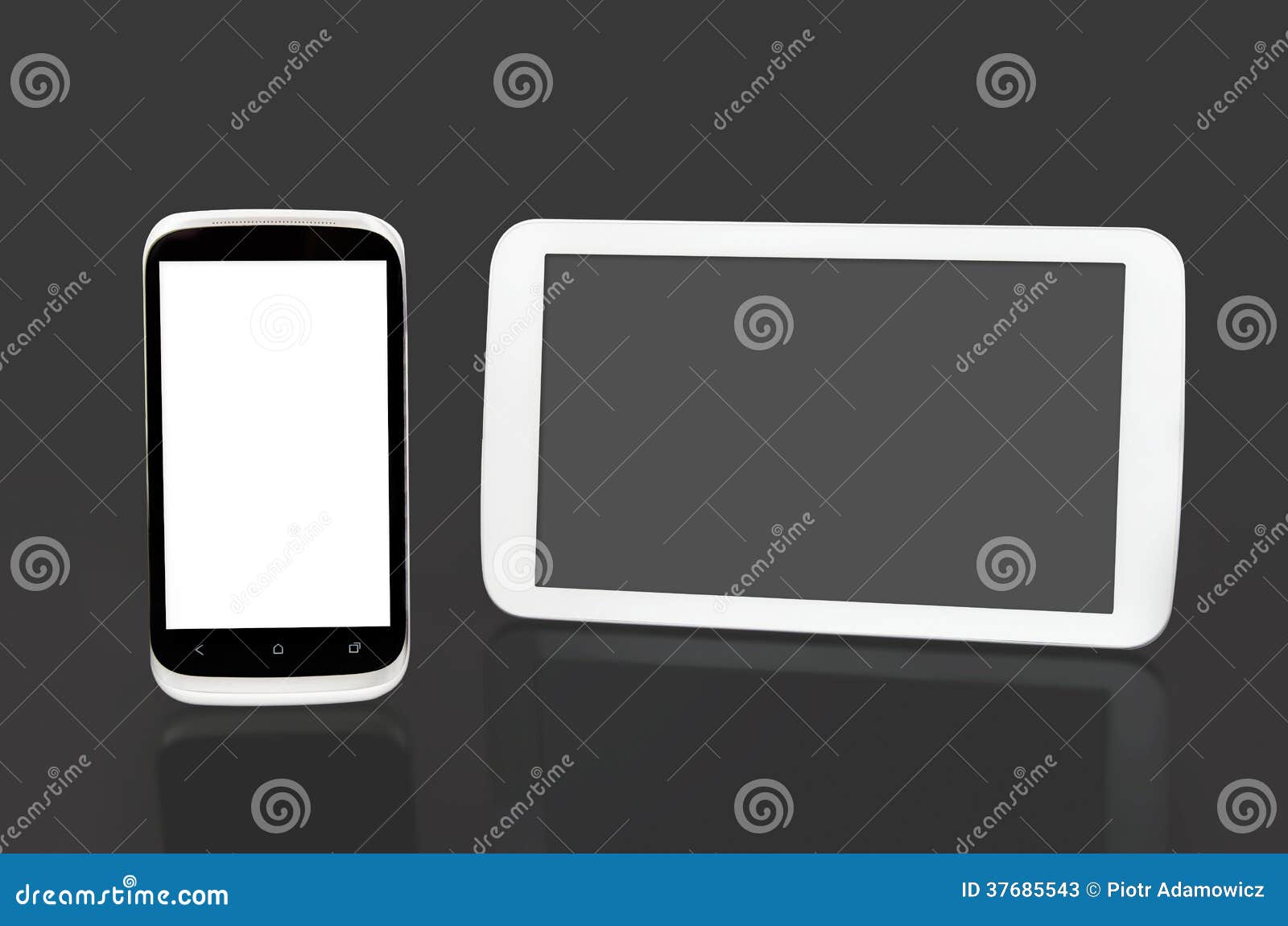 Telefono Cellulare E Compressa Con Lo Schermo in Bianco. Immagine Stock ...