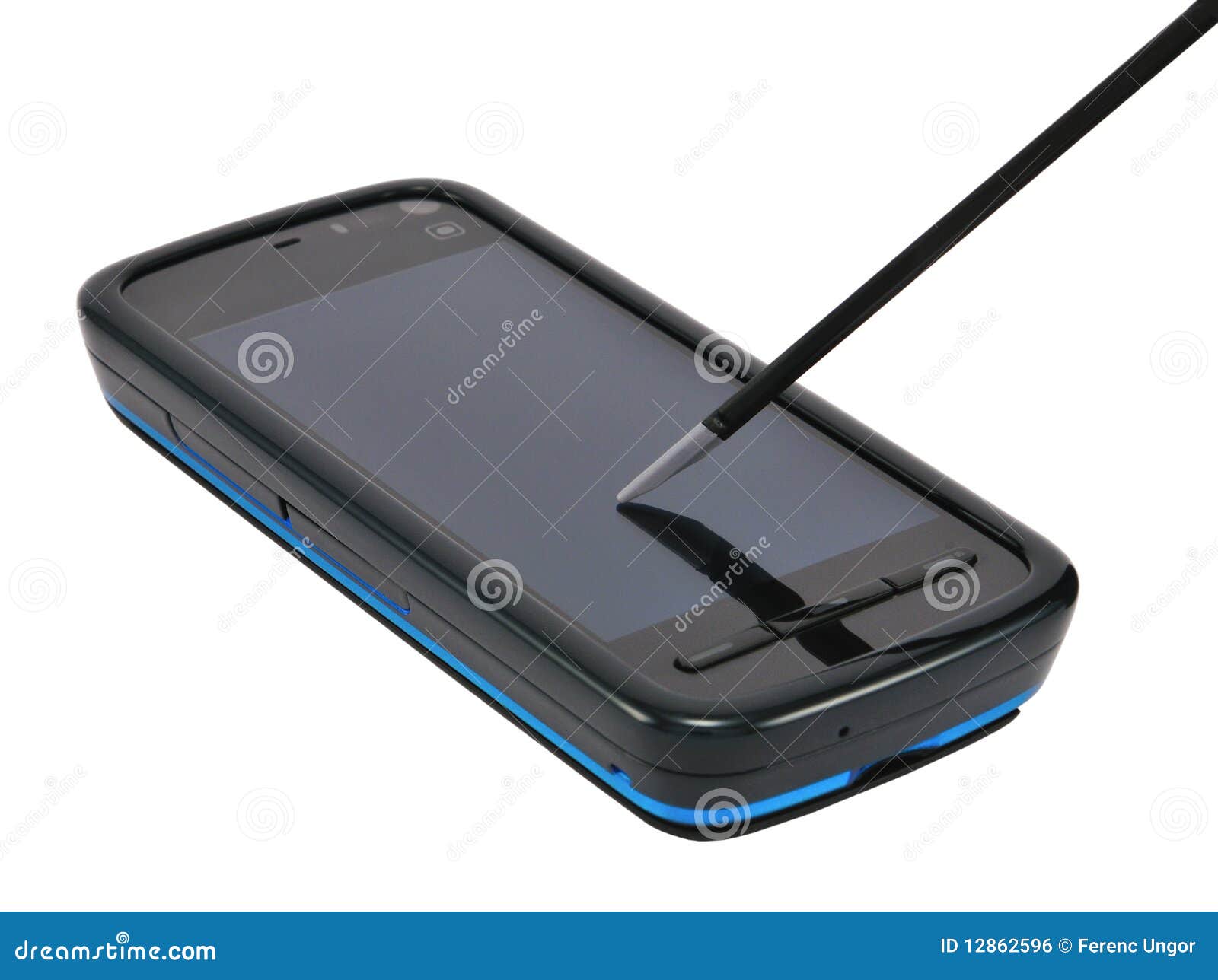 Telefono con lo stilo fotografia stock. Immagine di penna - 12862596