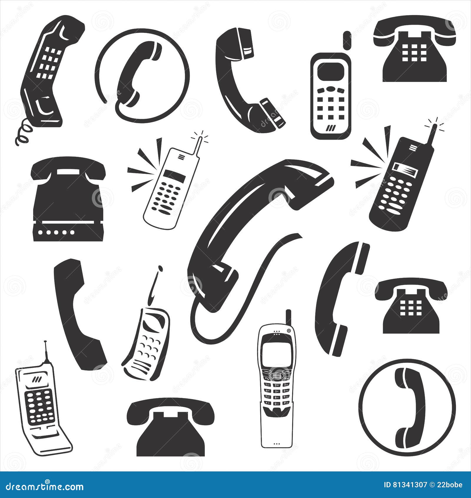 Telefonsymbol vektor illustrationer. Illustration av telefax - 81341307