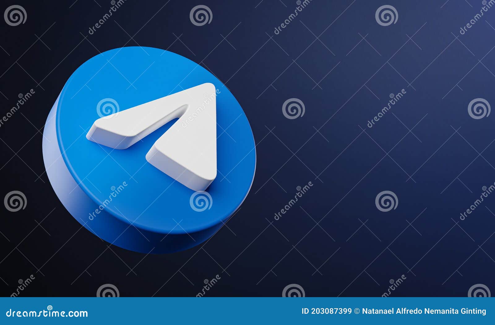 Telegram Circle Button Icon 3D on Dark Bakcgorund. Elegant Template ...