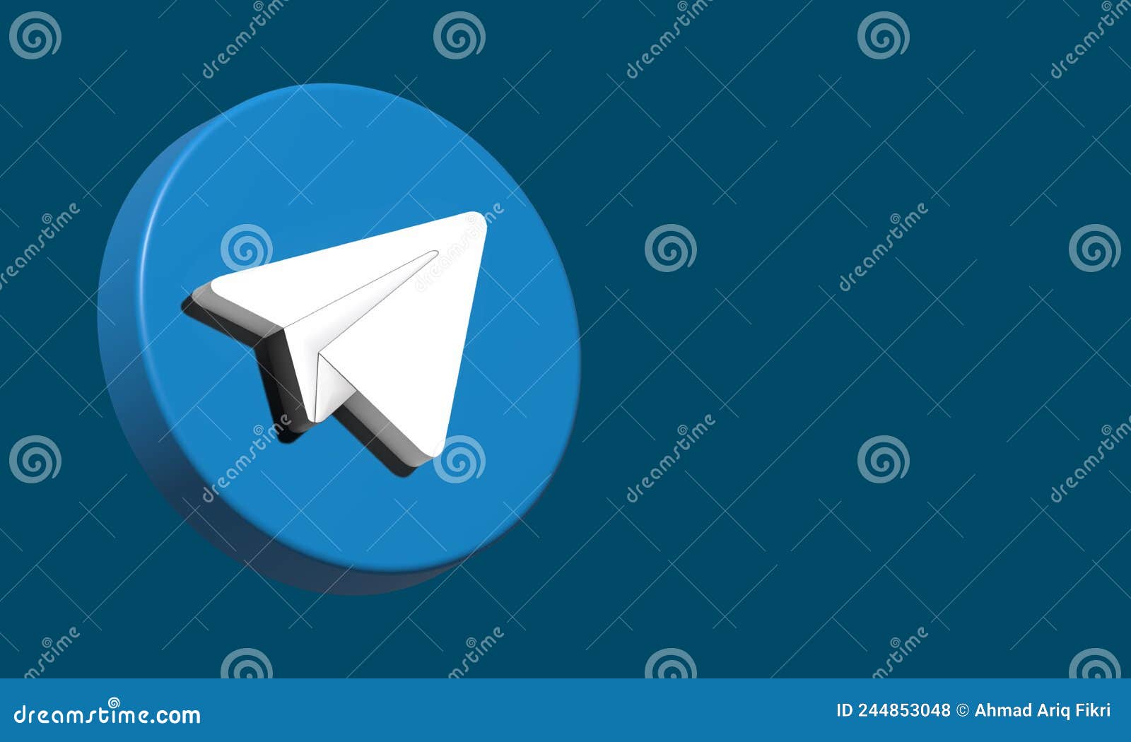 Telegram Circle Button Icon 3D. Elegant Template Blank Space Editorial ...
