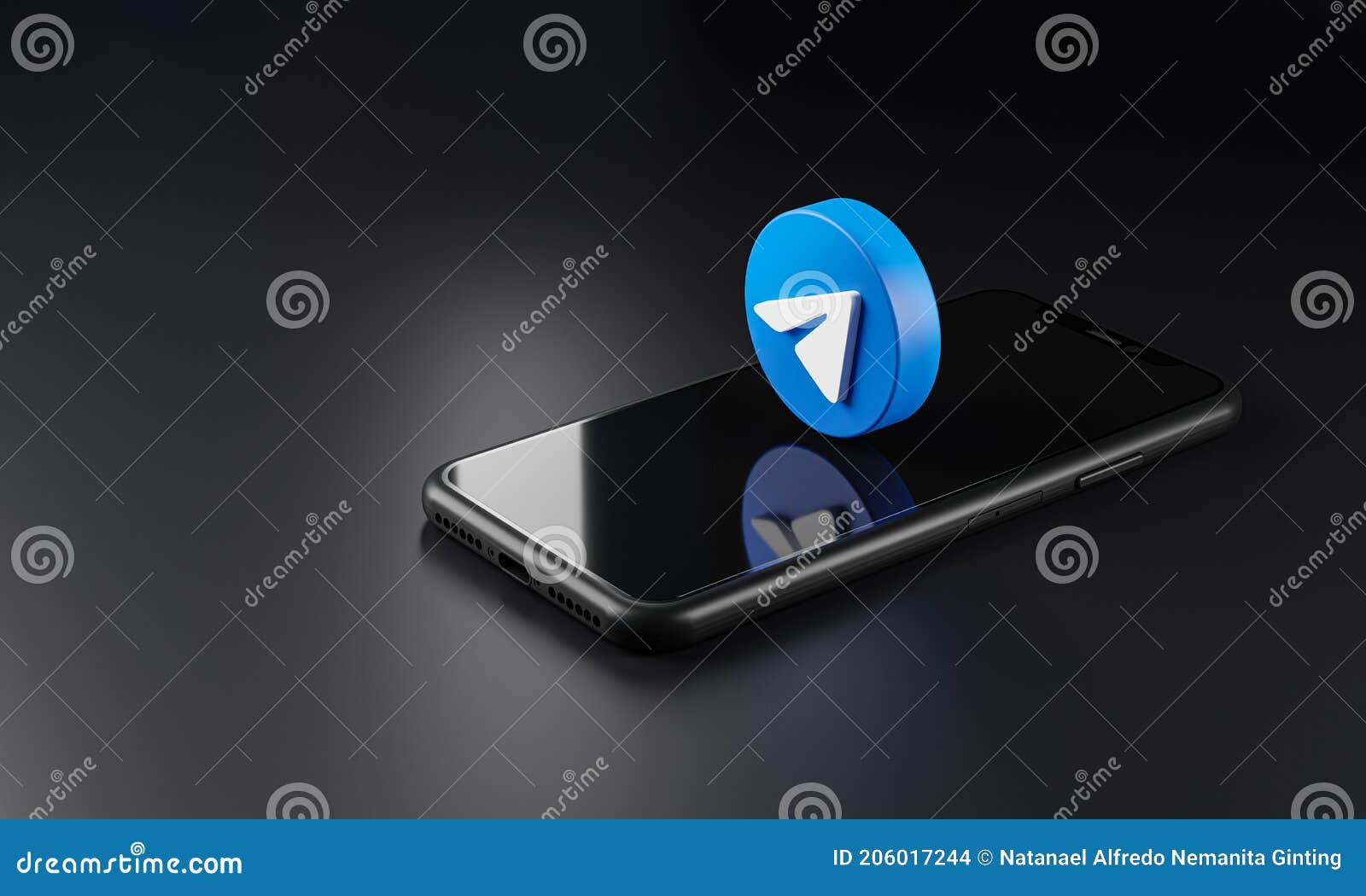 Telegram Logo Icon on Top of Smartphone 3D Dark Background Editorial ...