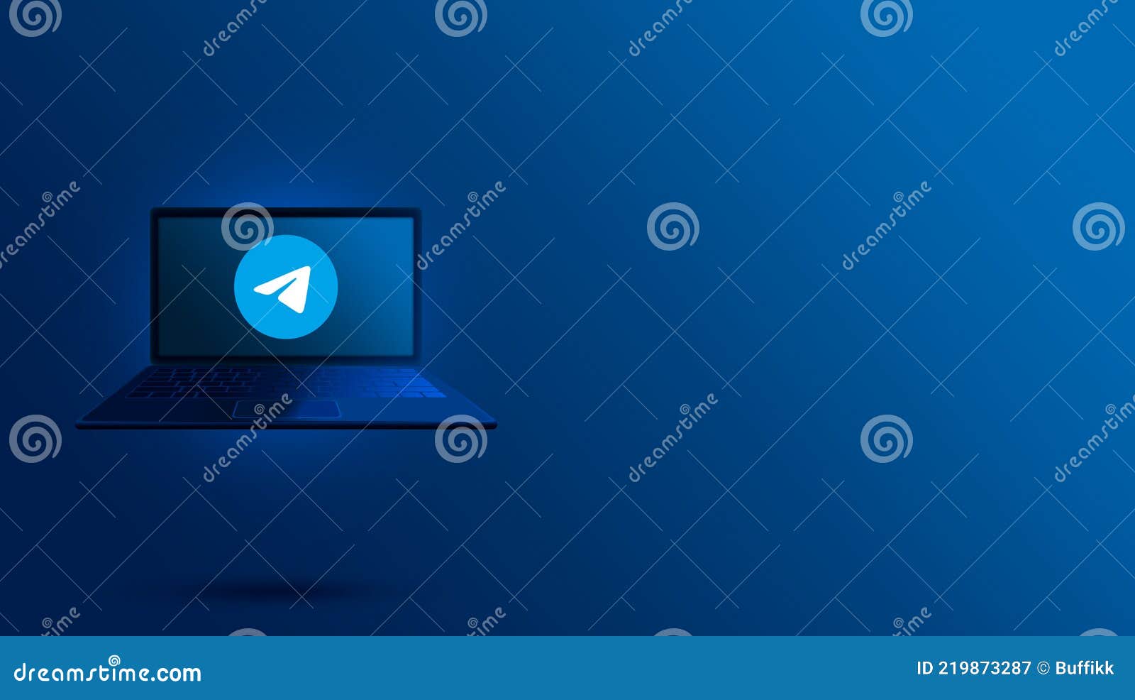 Telegram Logo on Laptop Screen 3d Rendering. Technology Device Computer ...