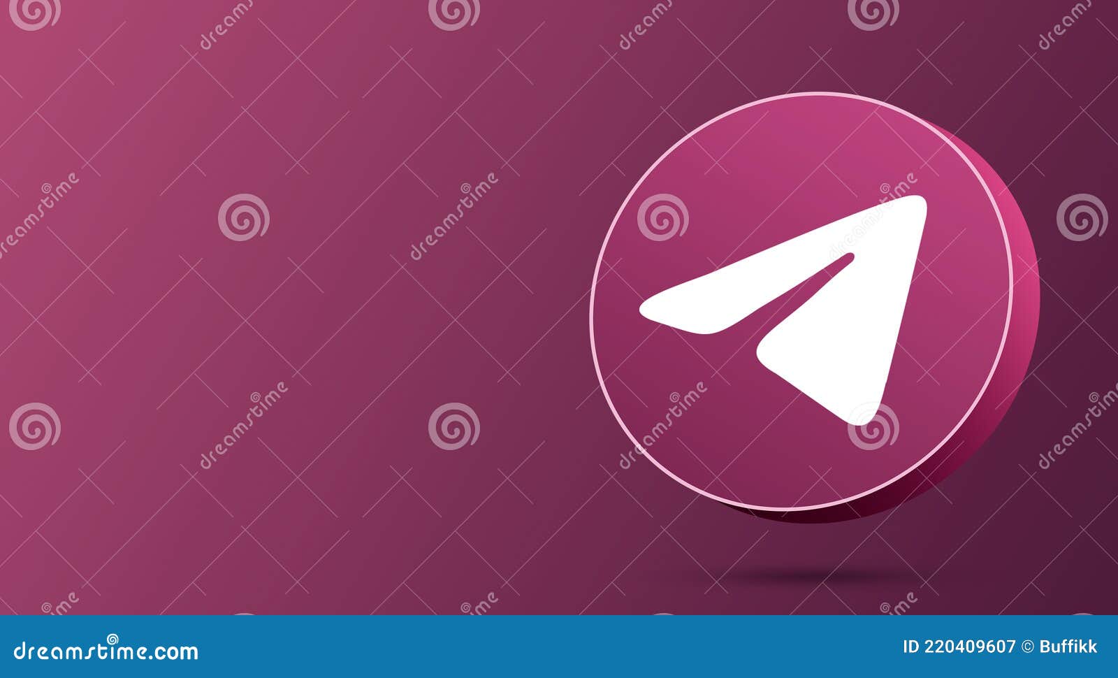 Telegram Logo Minimal Design on the Round Button 3d Render. Social ...