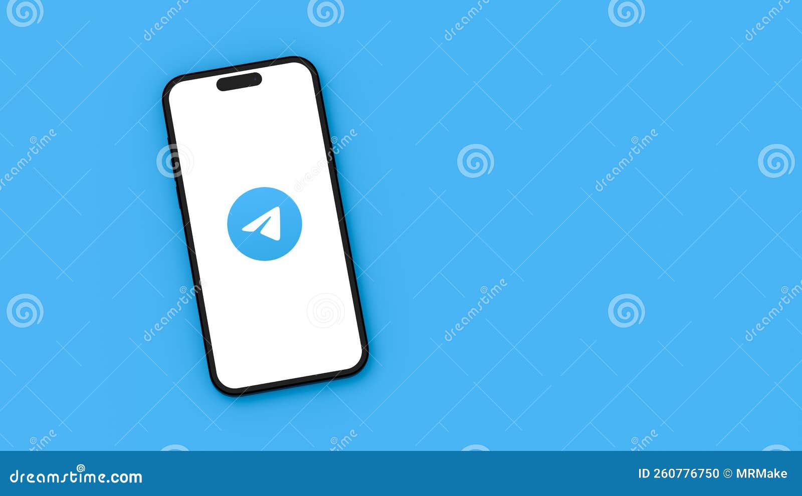 Telegram Logo on Mobile Phone Screen on Blue Background with Copy Space ...