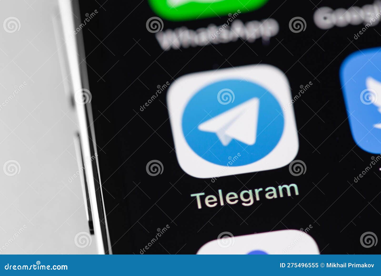 Telegram, Mobile Icon App on the Screen Smartphone IPhone Macro ...
