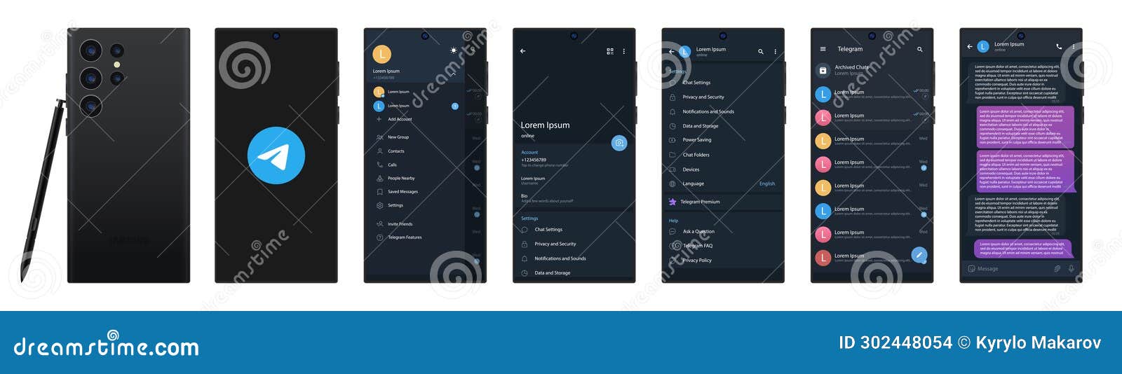Telegram Mockup in Samsung Galaxy S23 Ultra. Telegram Logo Editorial ...