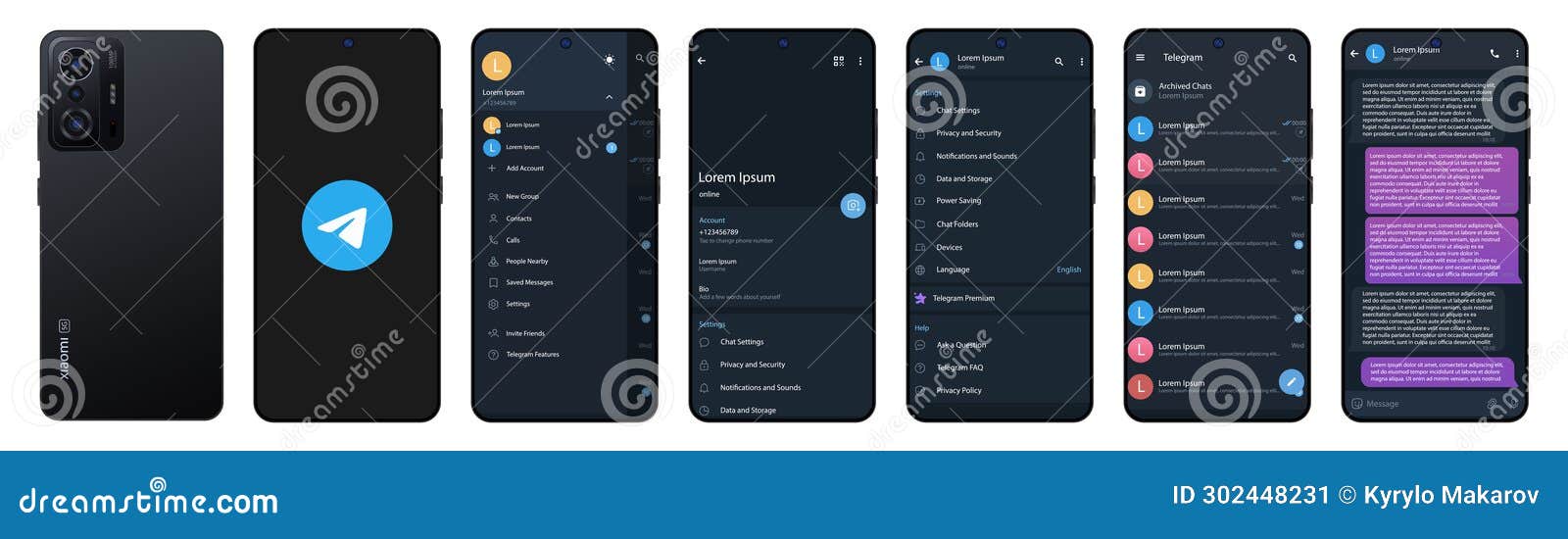 Telegram Mockup in Xiaomi Redmi11T. Telegram Logo. Set Telegram Screen ...