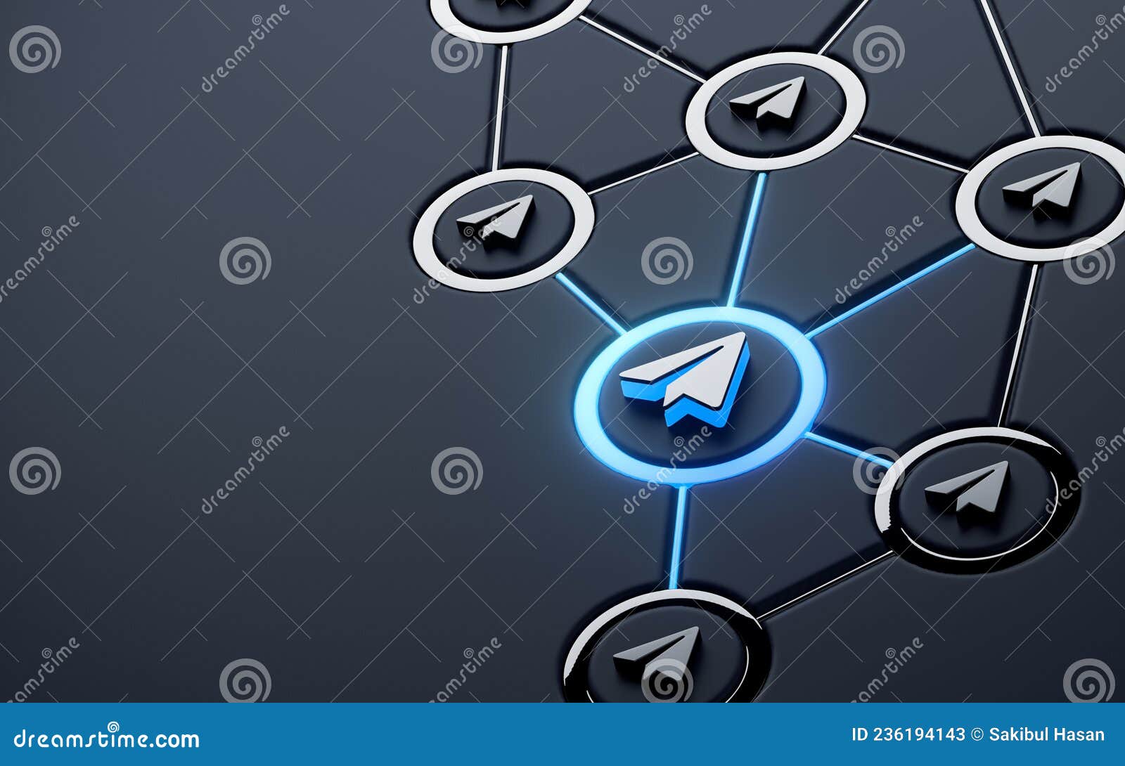 Telegram Neon Sign Glowing Social Networking Iconic Dark Metallic ...