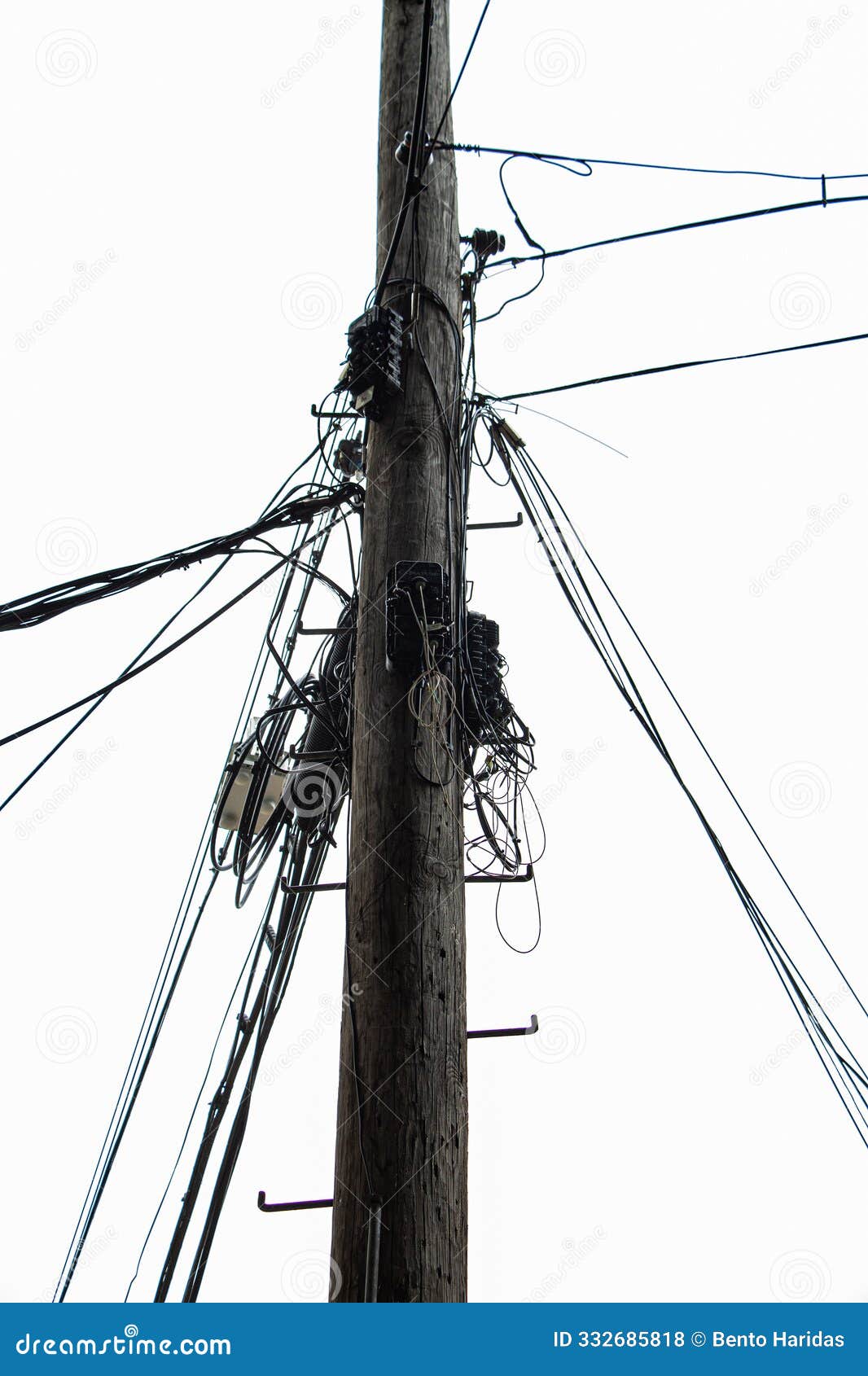 Telegraph Cable Pole for Electircal Power and Telephone Line Stock ...