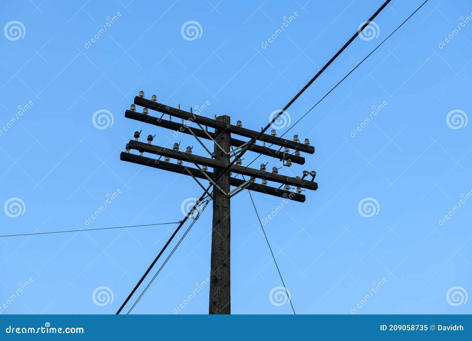 Telegraph Pole with Glass Insulators Stock Image - Image of cables ...
