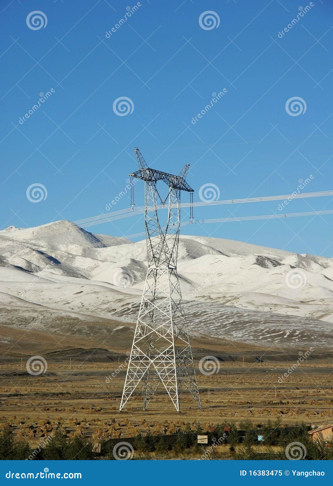 Telegraph Pole with Snow Mountain Stock Image - Image of mountain ...