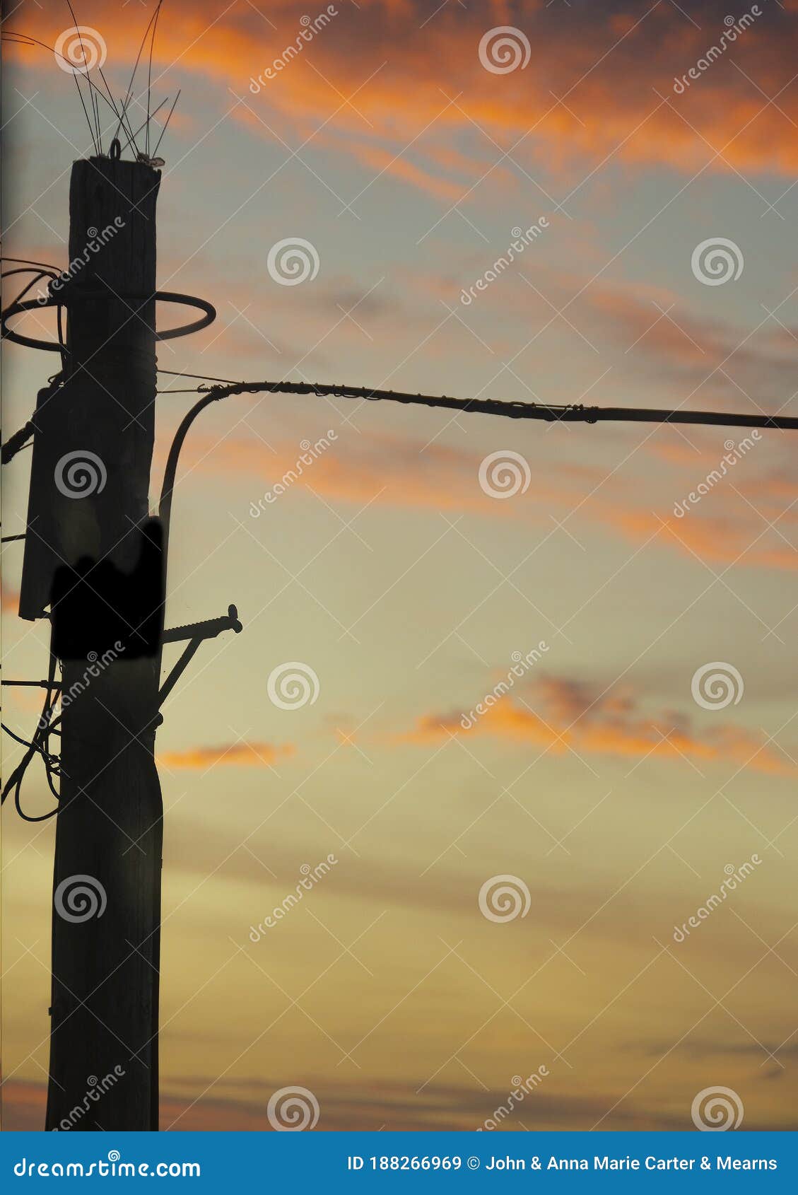 Telegraph Pole on a Sunset Background. Stock Image - Image of telphone ...