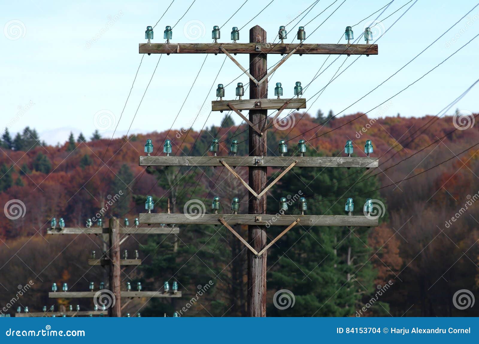 Old Telegraph Poles On The Railroad. Rural Landscape. Stock Photo ...