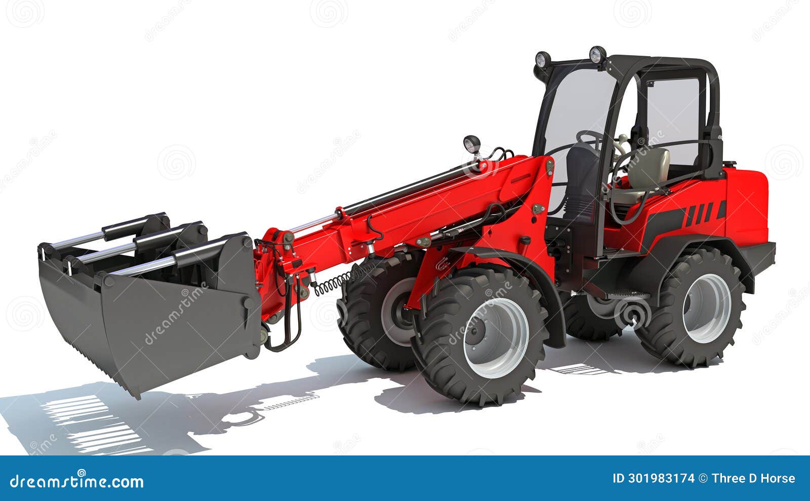 Telehandler Heavy Construction Machinery 3D Rendering on White ...